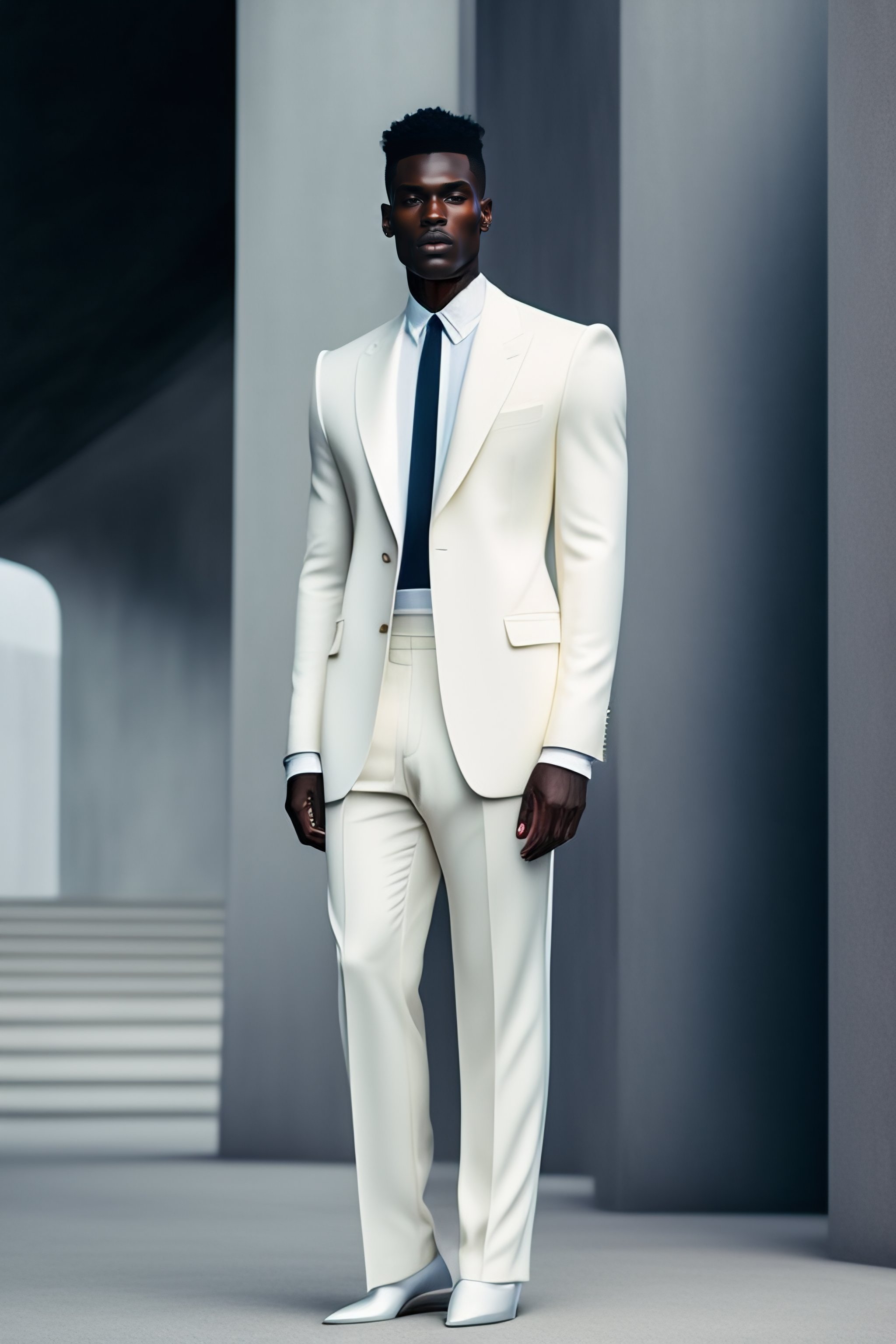 Lexica - Hyperrealistic haute couture fashion model male, in the style ...