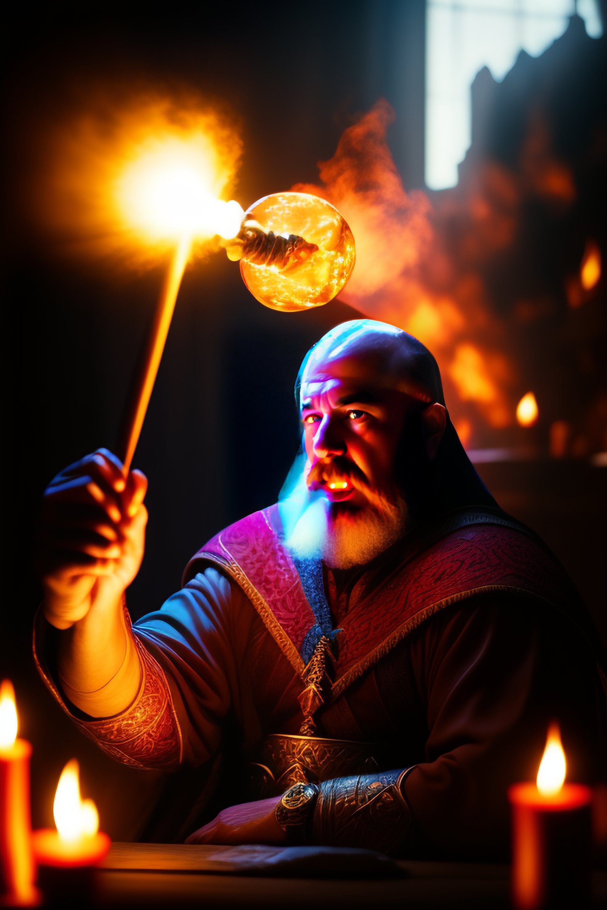 Lexica - Dungeons & Dragons wizard casting fireball