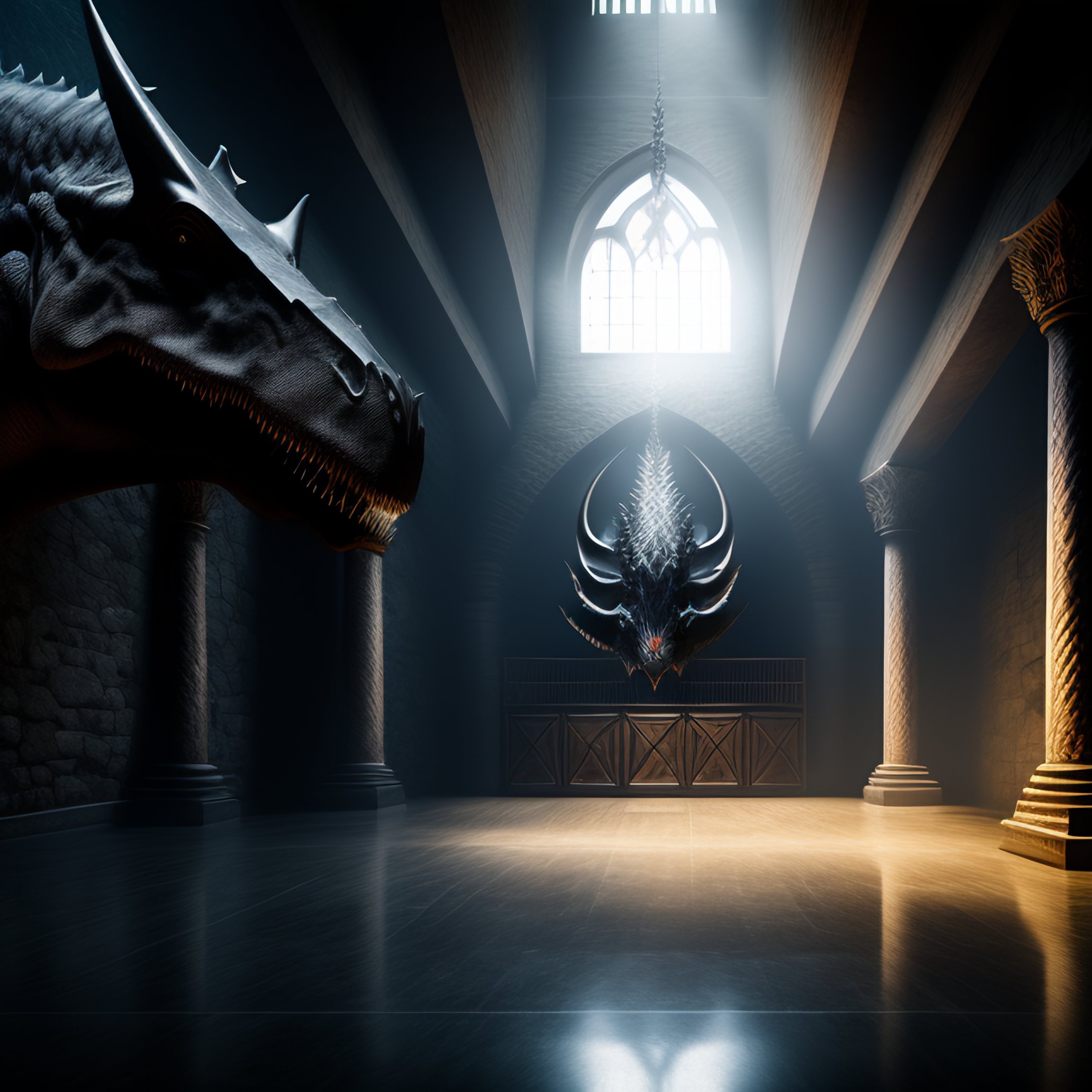 Lexica - Dark fantasy panoramic view of gothic stone medieval dungeon ...