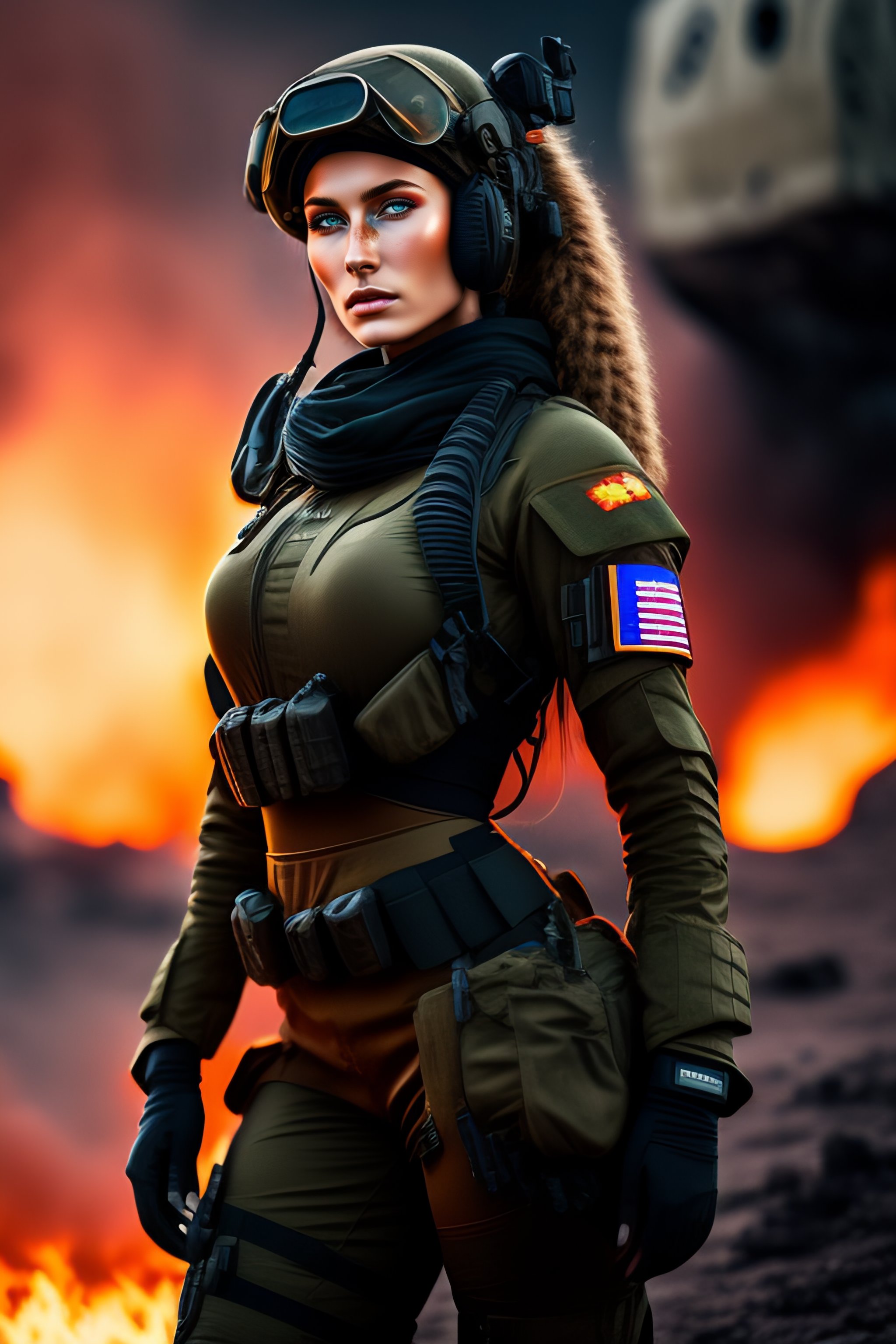 Lexica - A cyber beautiful Russian girl warrior in a burnt land ...