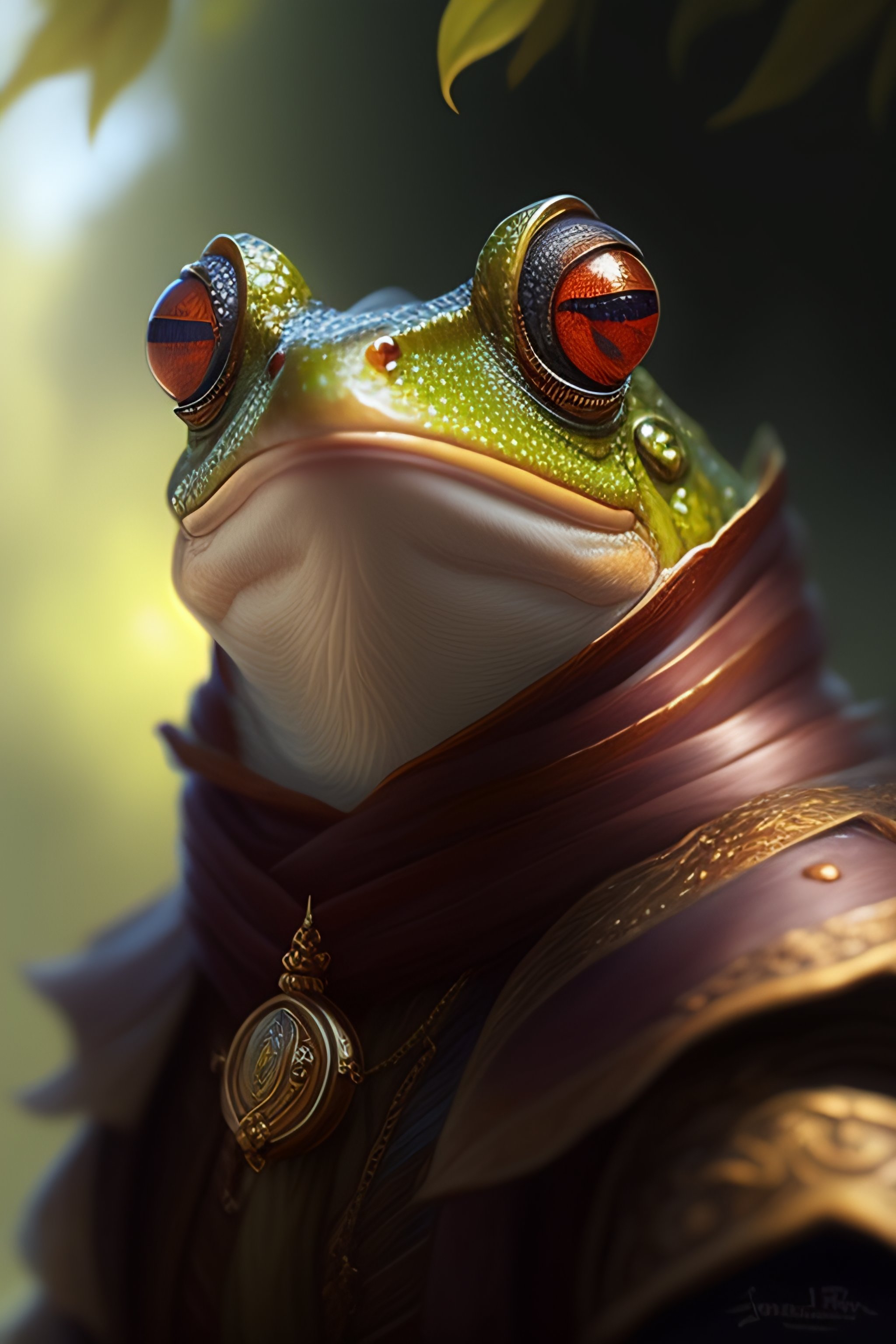 Lexica - A detailed portrait of a frog wise elderman, by justin gerard ...