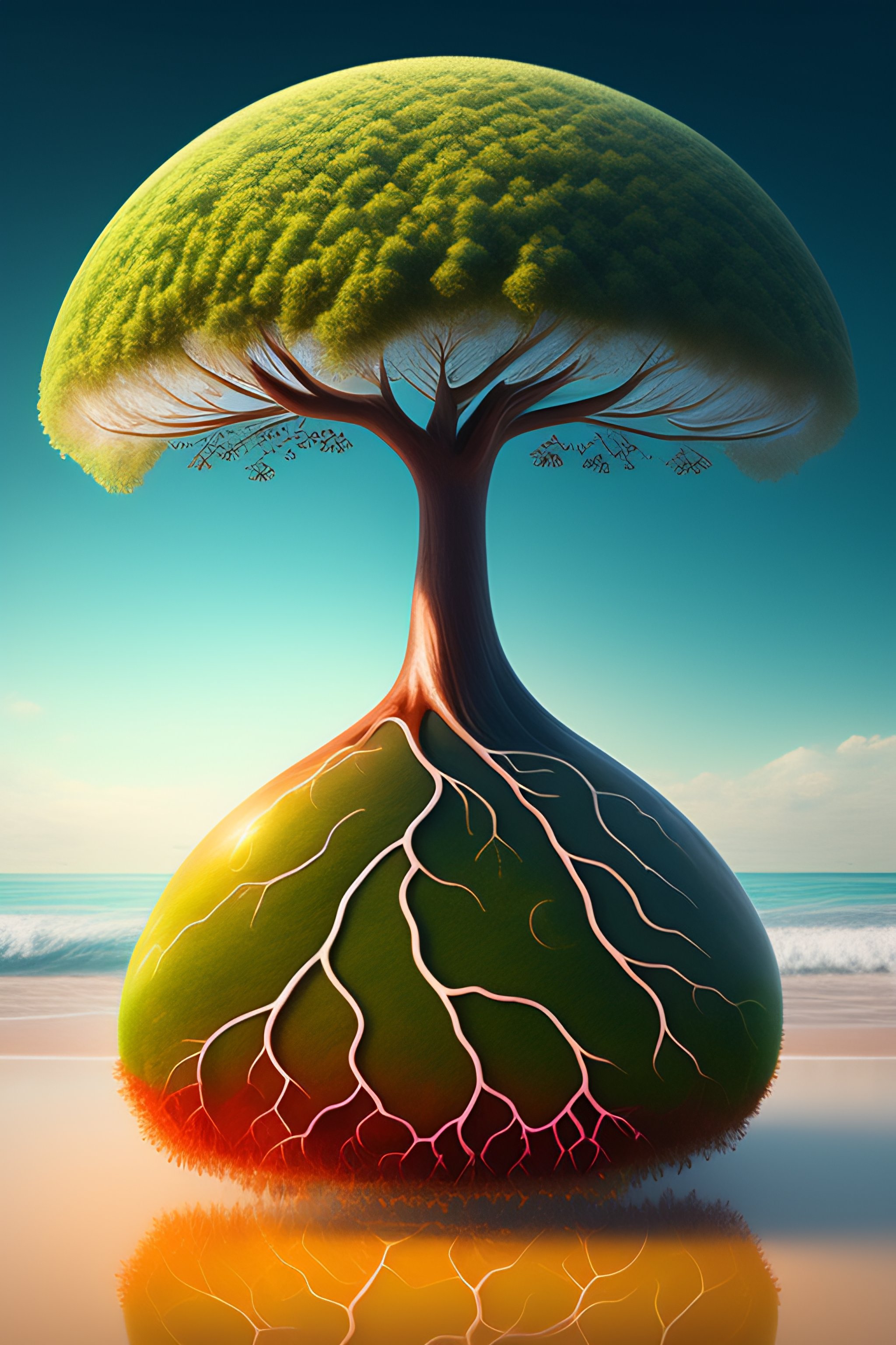 Lexica - Healthy power lightning tree roots heart fungi