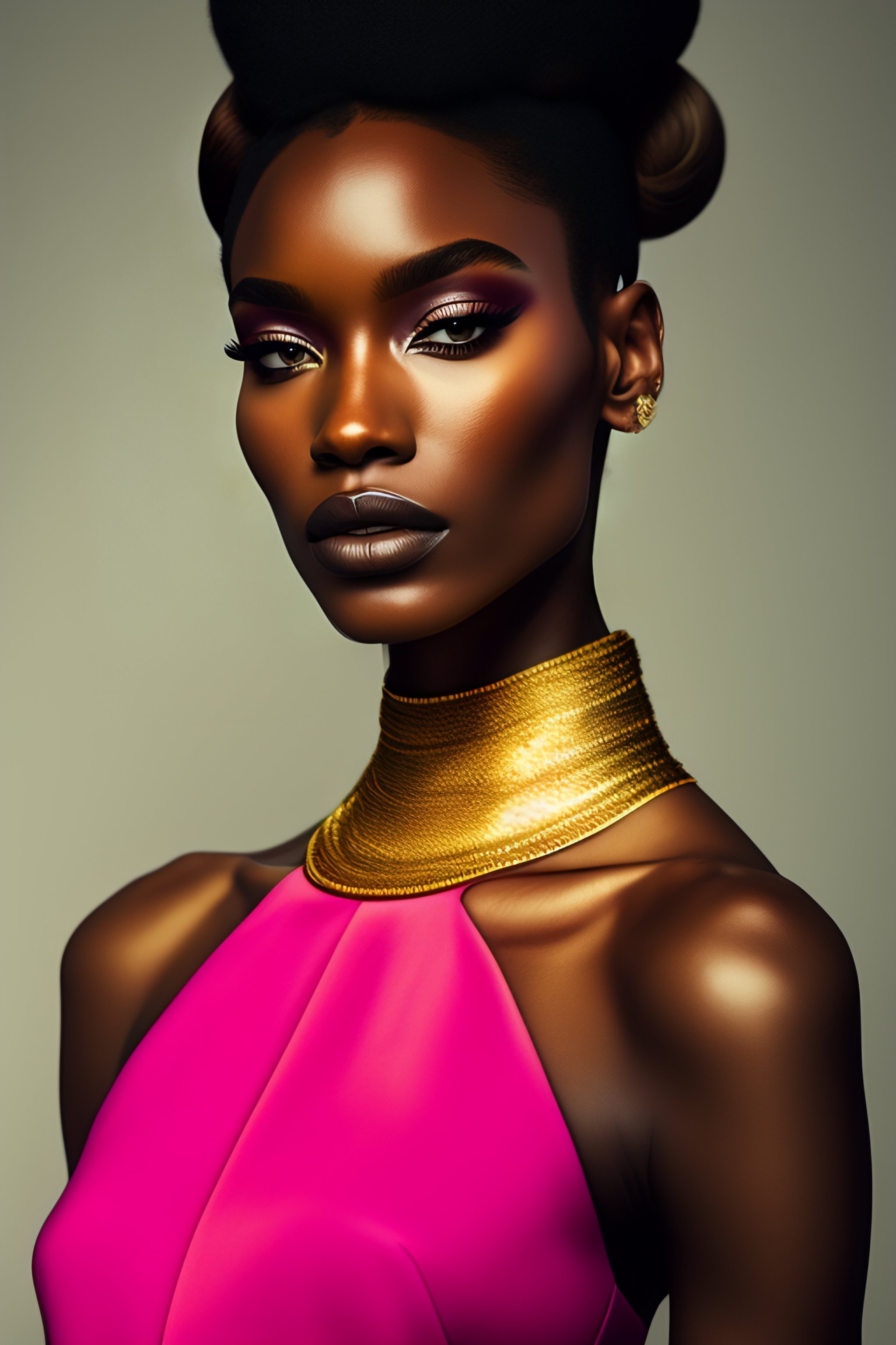 Lexica - Portrait of a model wearing a Versace dress