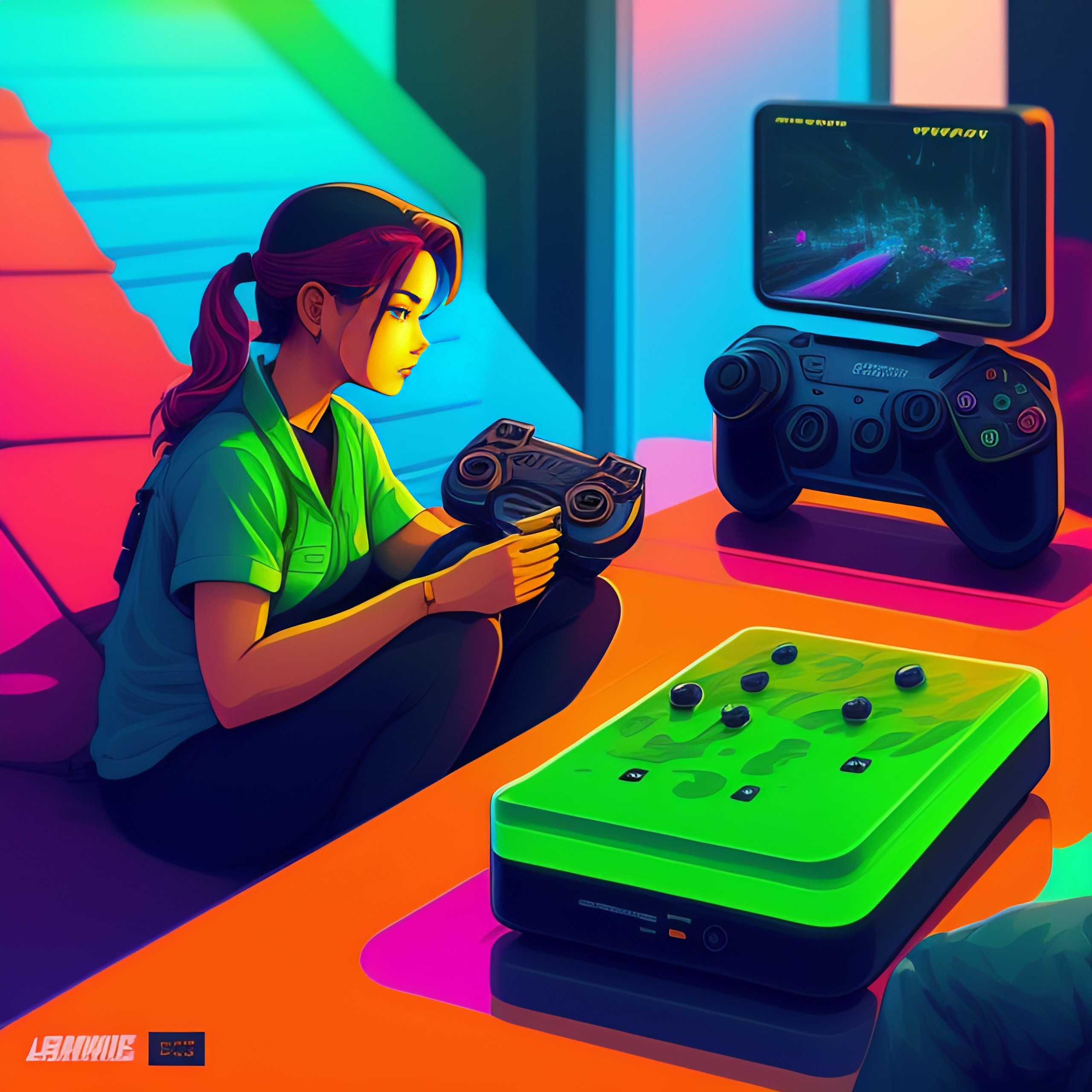 Lexica - Friends playing on a gaming console, style of laurie greasley ...