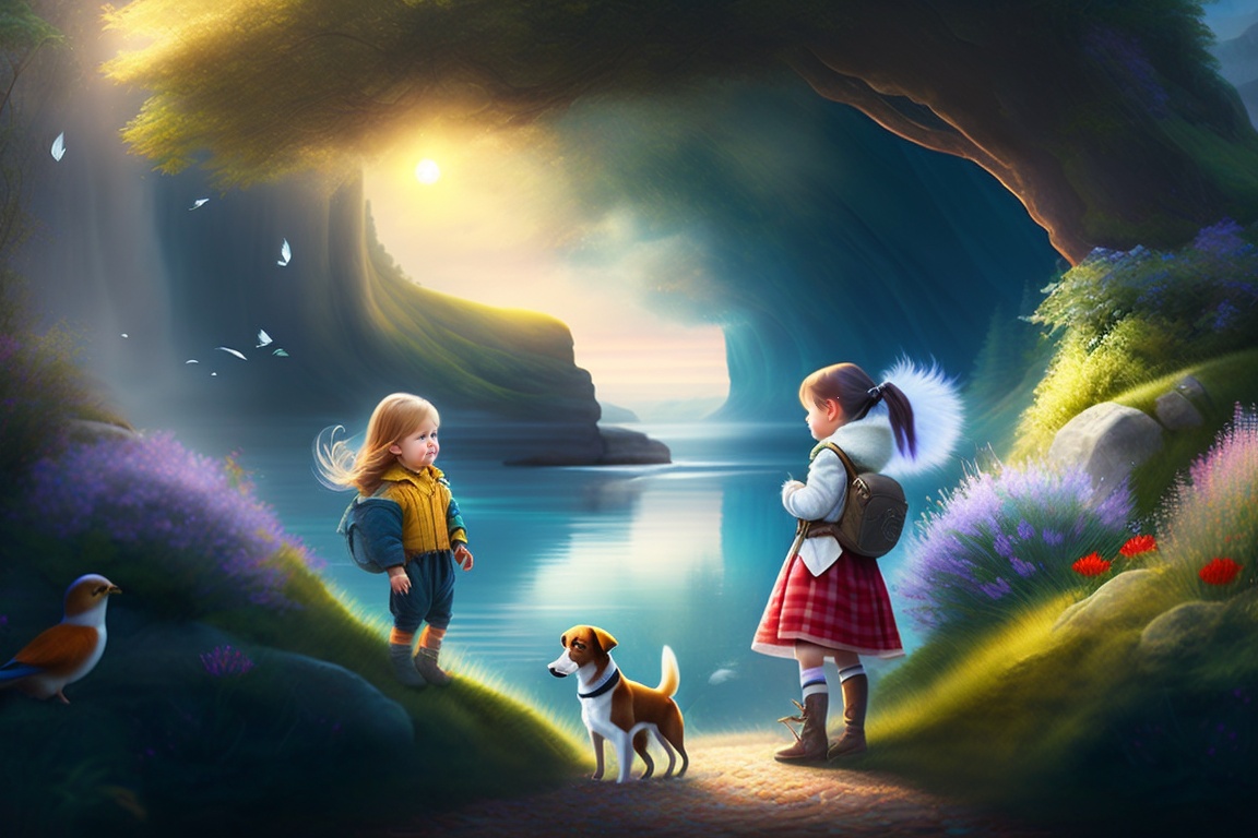 Lexica - Children playing in a magical fprest with faeries and elves ...