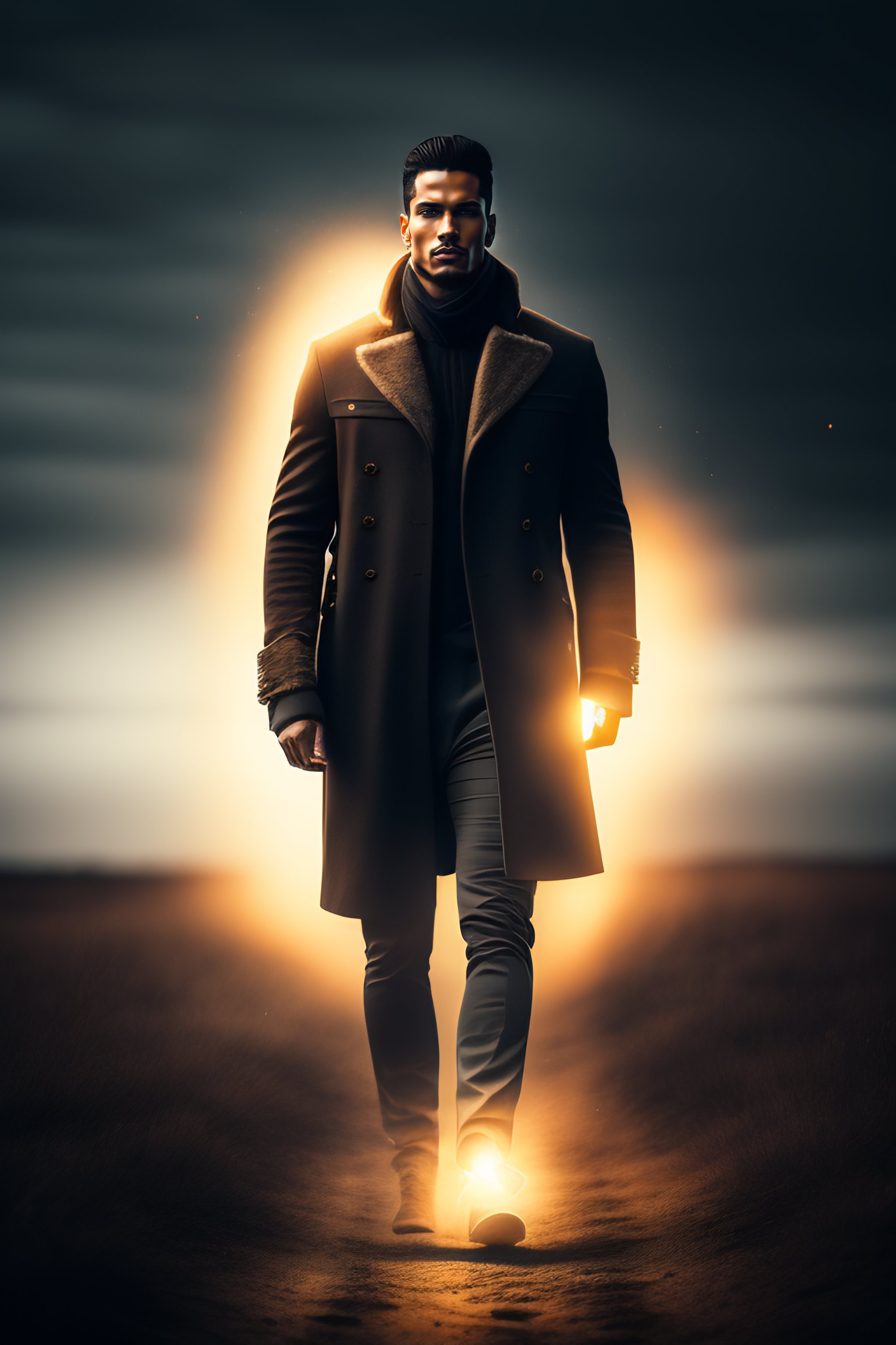 Lexica - Dark soul becoming light, men; high lights; full body; photo style