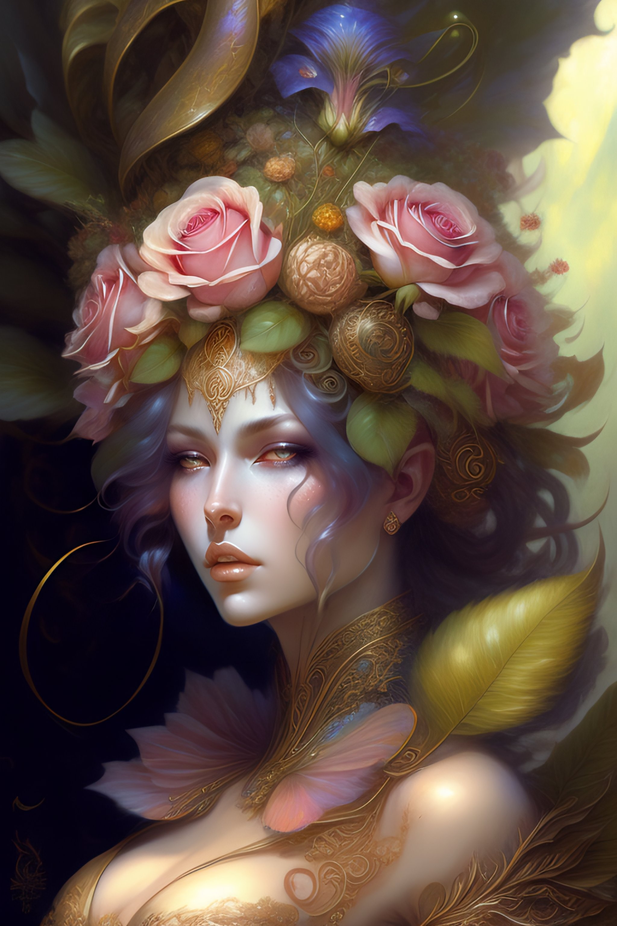 Lexica - Magnificent fantasy stylized rose bouquet , intertwined with ...