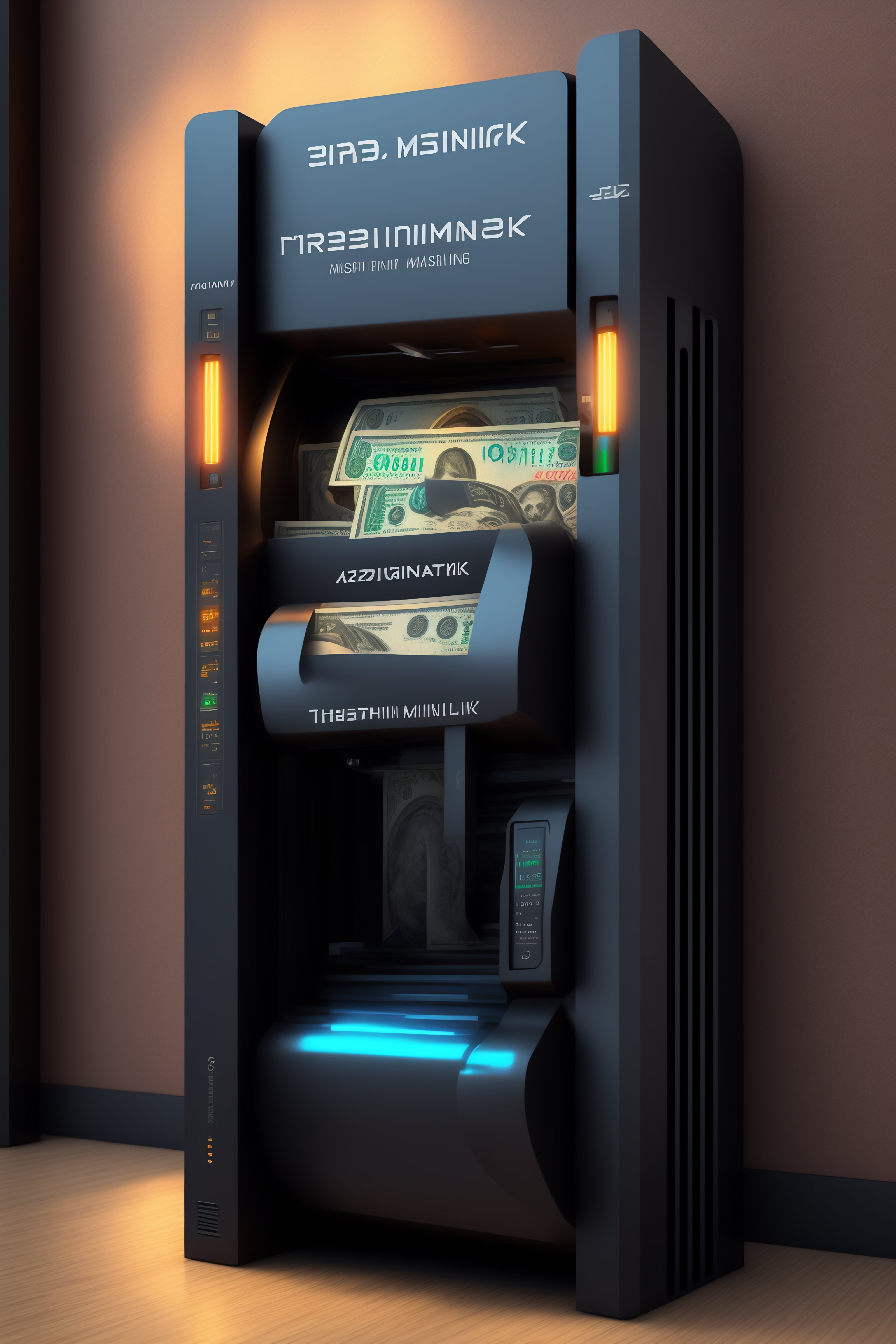 Lexica - Realistic, cyberpunk, printing money machine