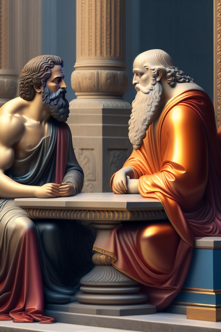 Lexica - Socrates, Plato and Aristotle, sitting, talking