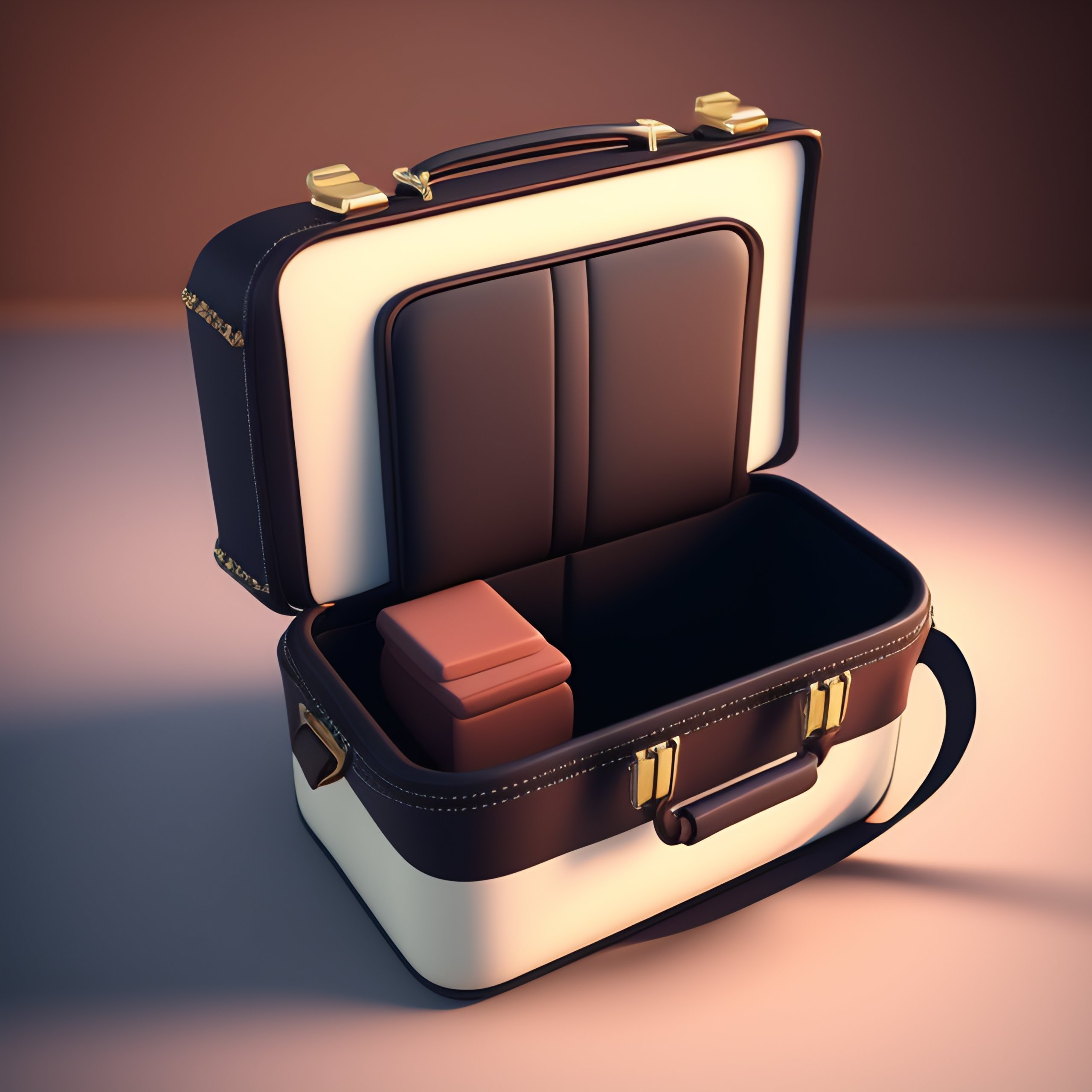 Lexica - Briefcase illustration, clay material, 3d render, minimalism style