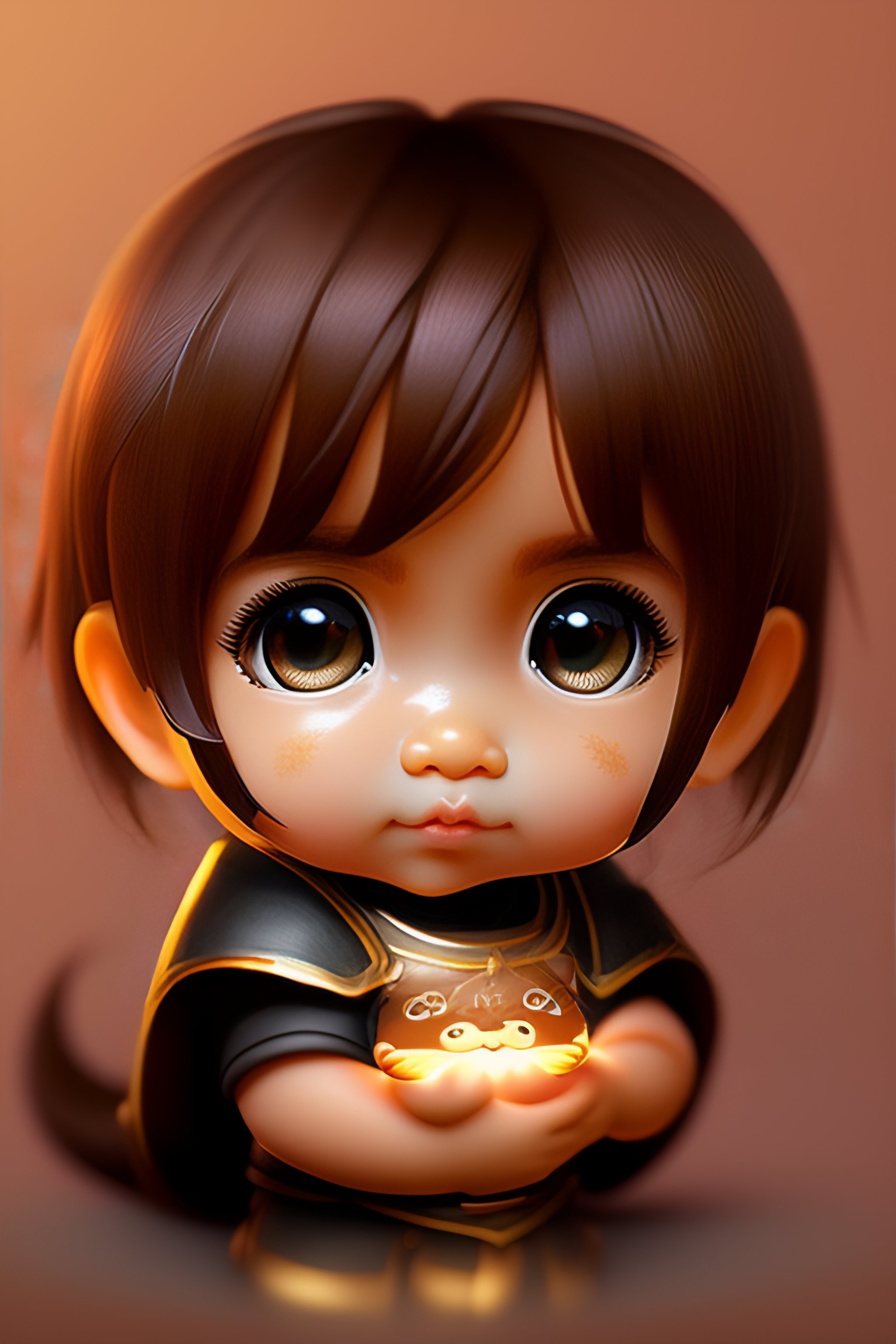 Lexica - Beautiful light brown baby playing chibi character