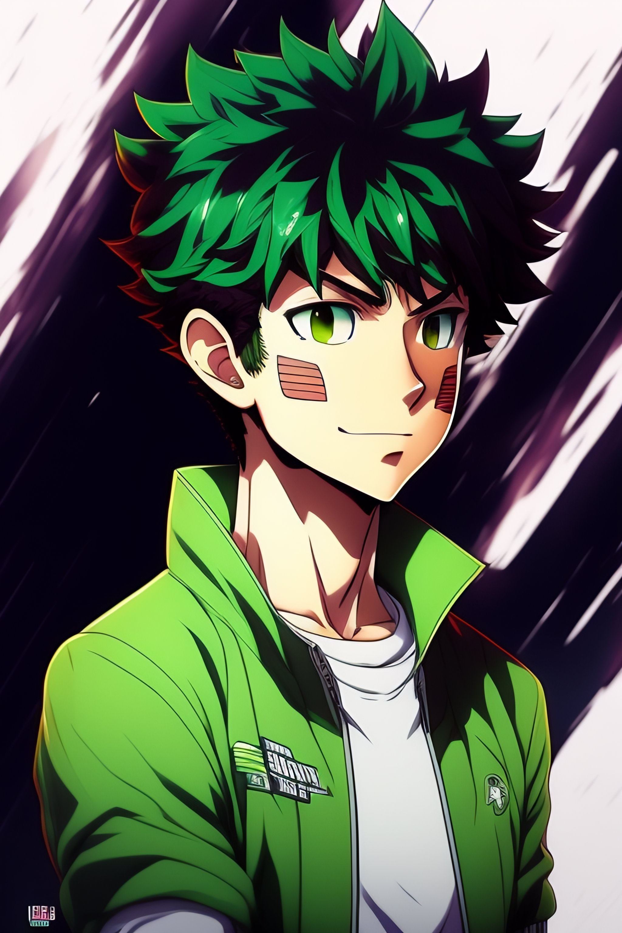 Lexica - Portrait de Deku dans My hero academia en style dessin