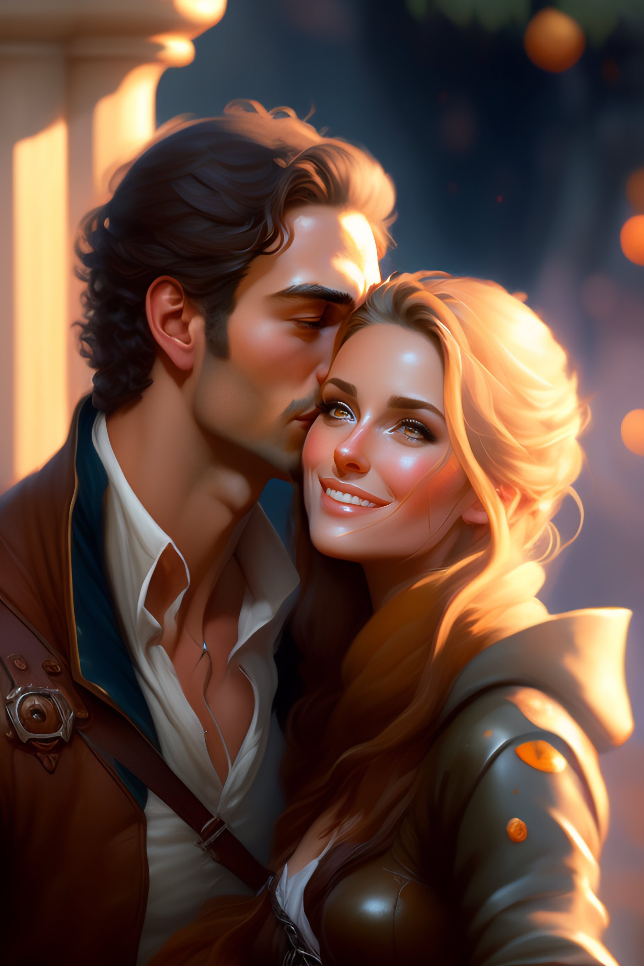 Lexica - A detailed picture of a cute calm girl flirting with man ...