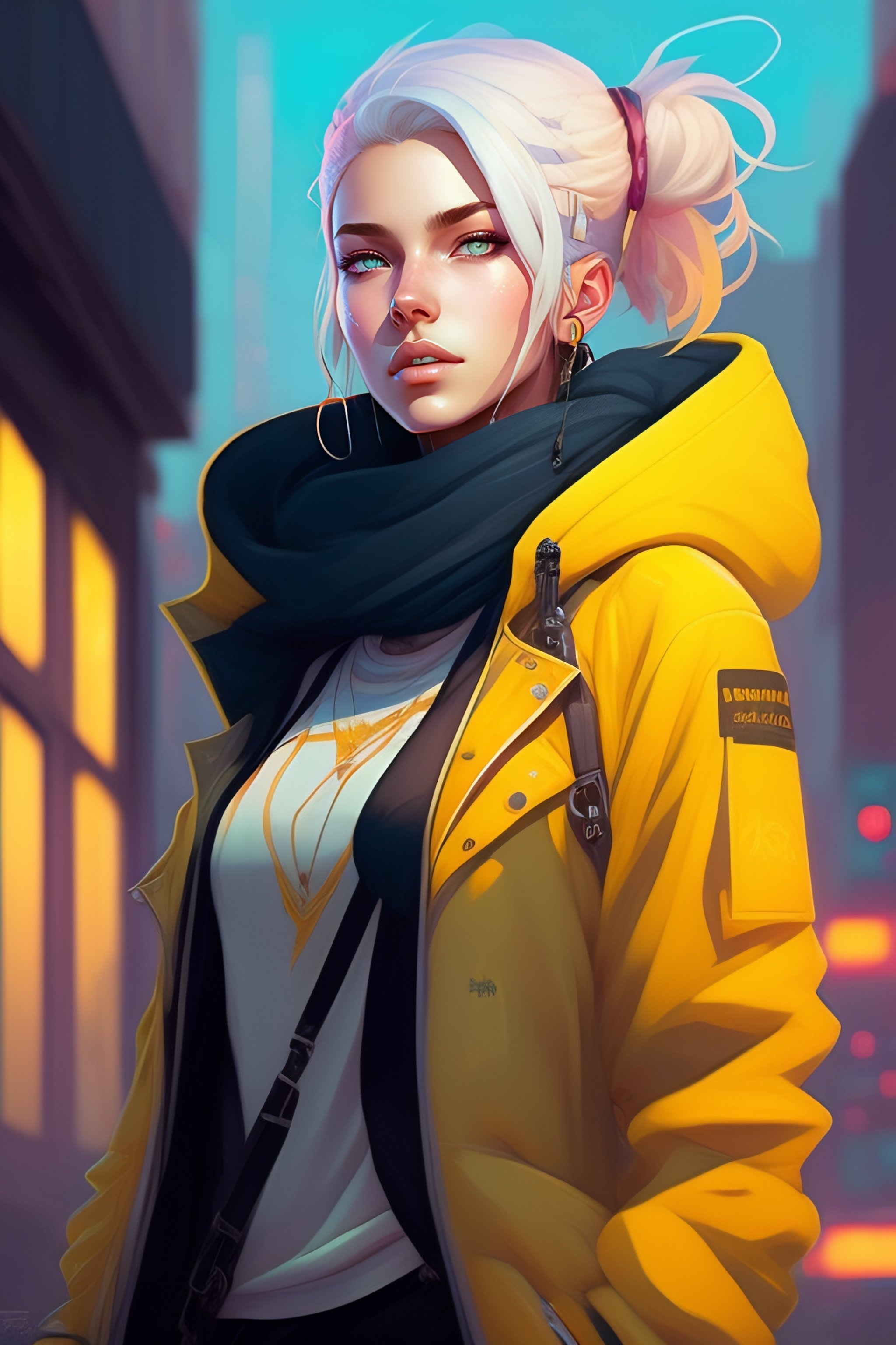 Lexica - Highly detailed portrait of a sewer punk lady student, blue ...