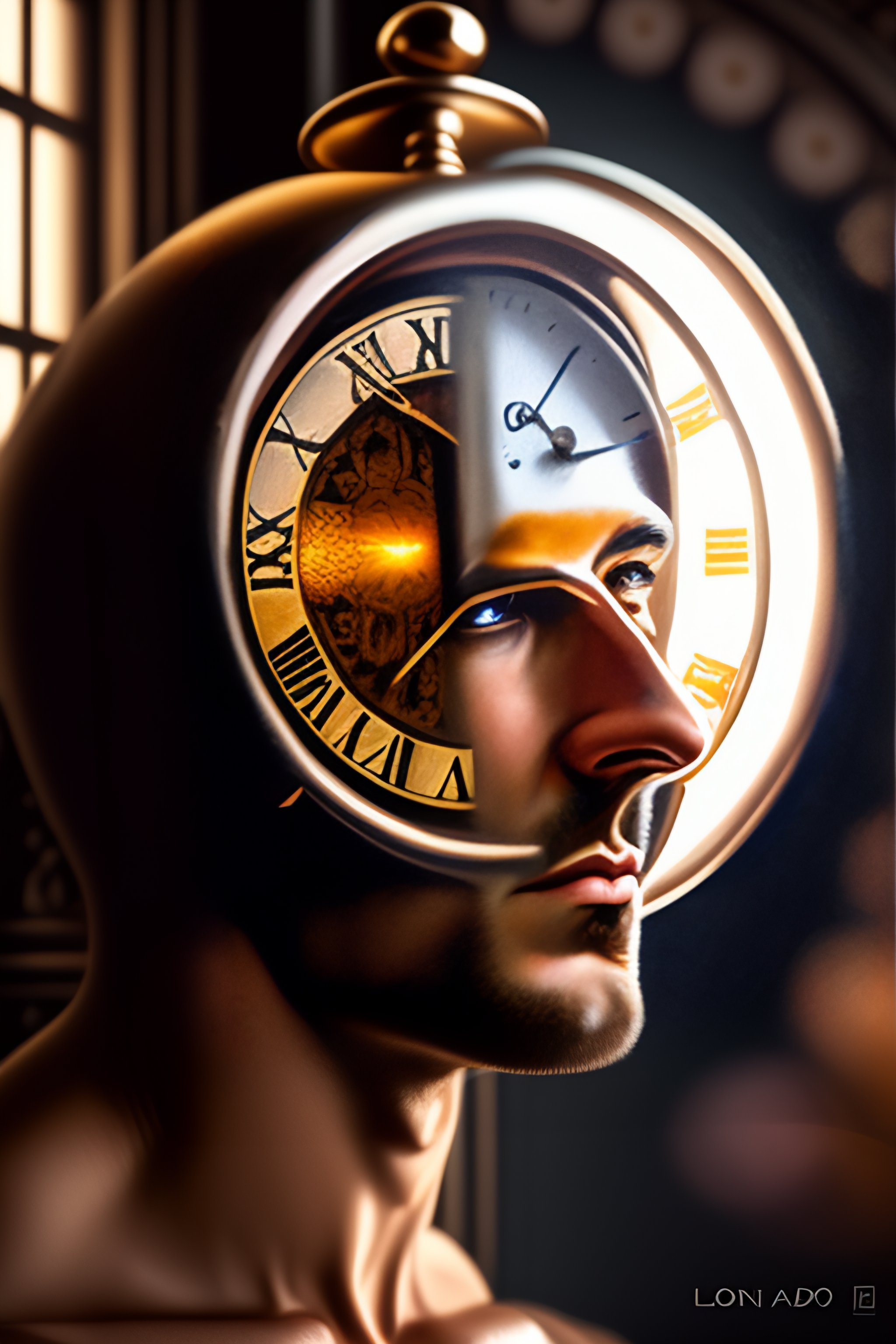 Lexica - Man being consumed by time, clock, 4k, realistic, high level ...