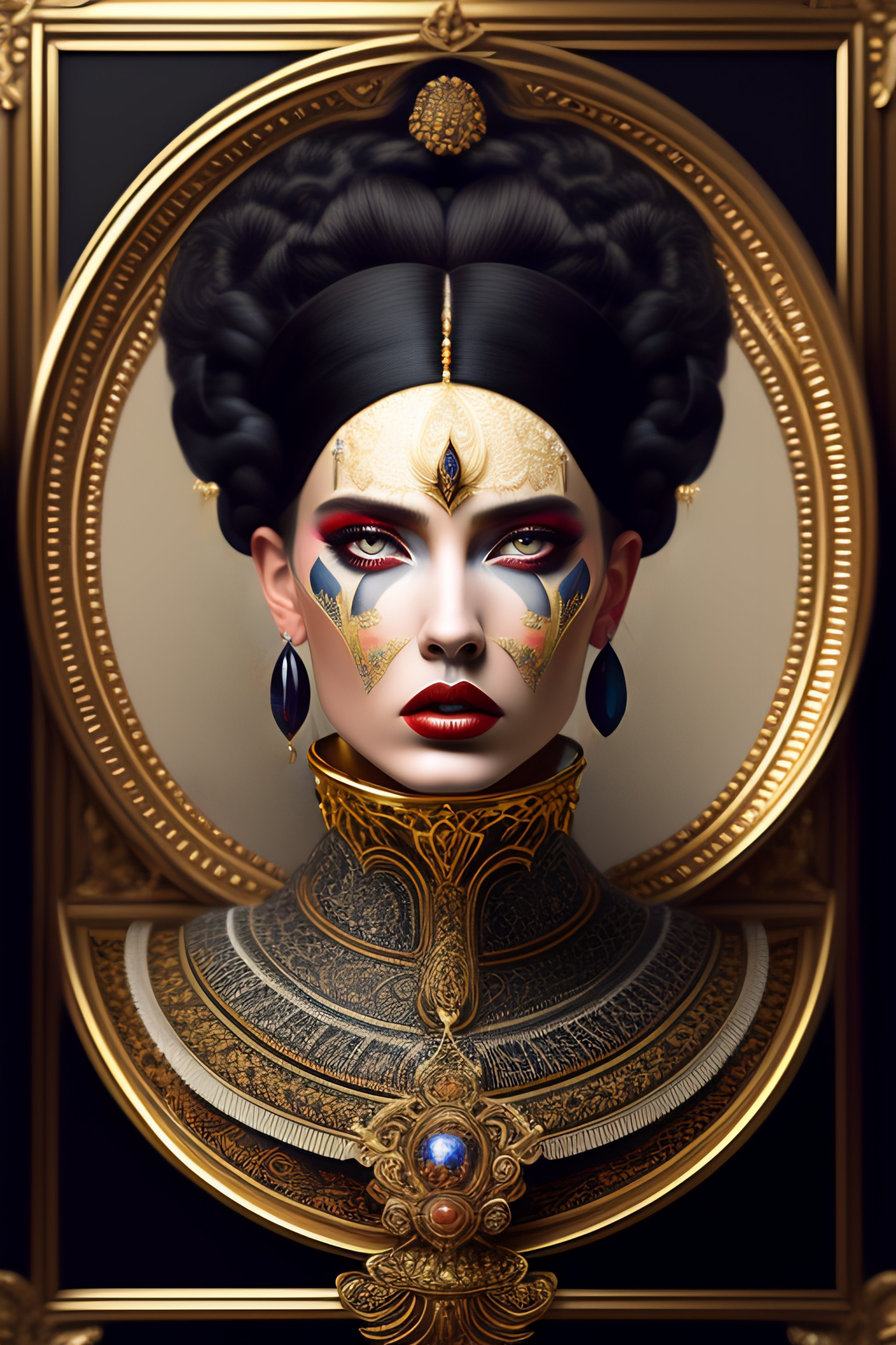 Lexica - Detailed maximalist portrait with large lips and with large ...