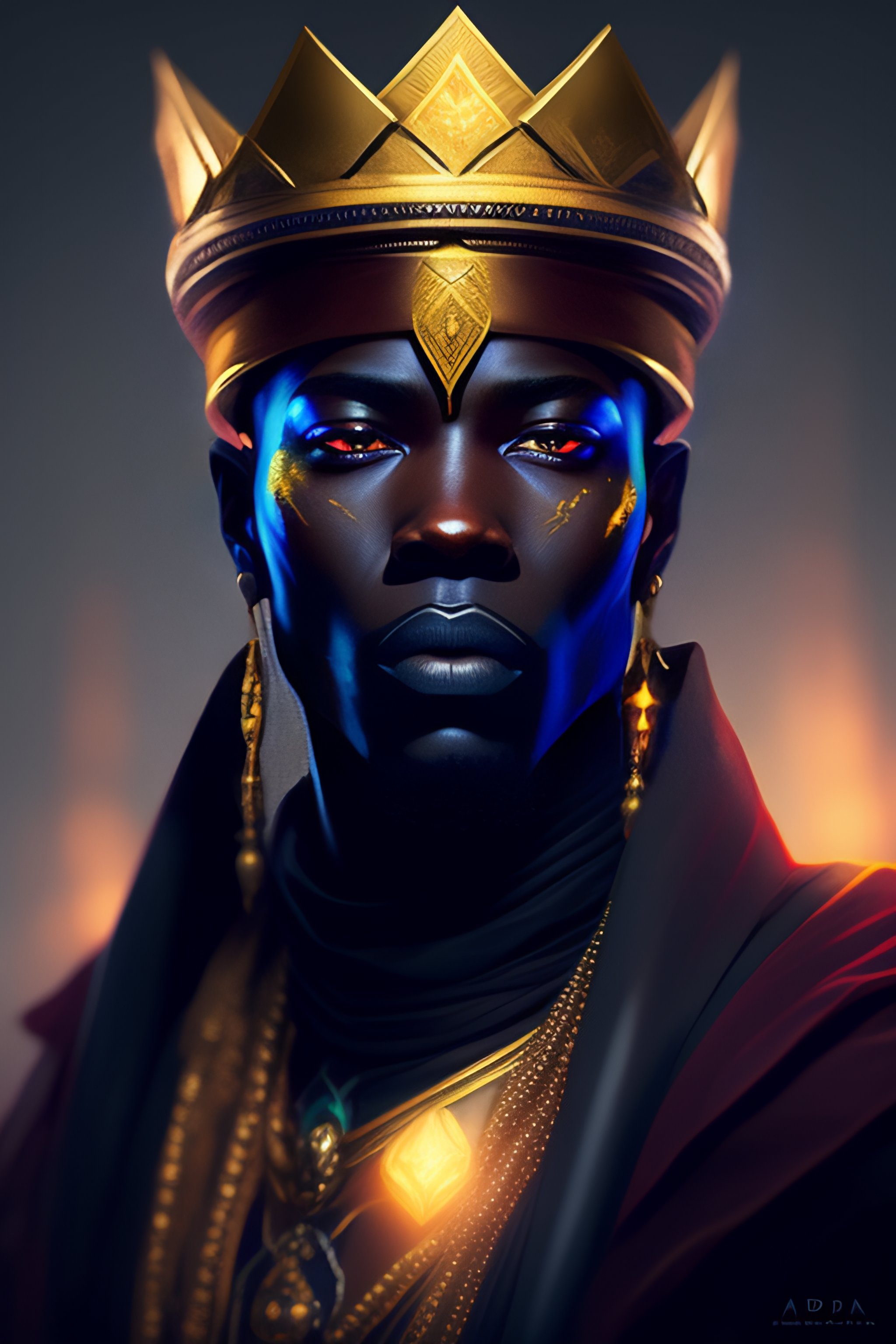 Lexica - A dark and ominous african moor with glowing eyes and a golden ...