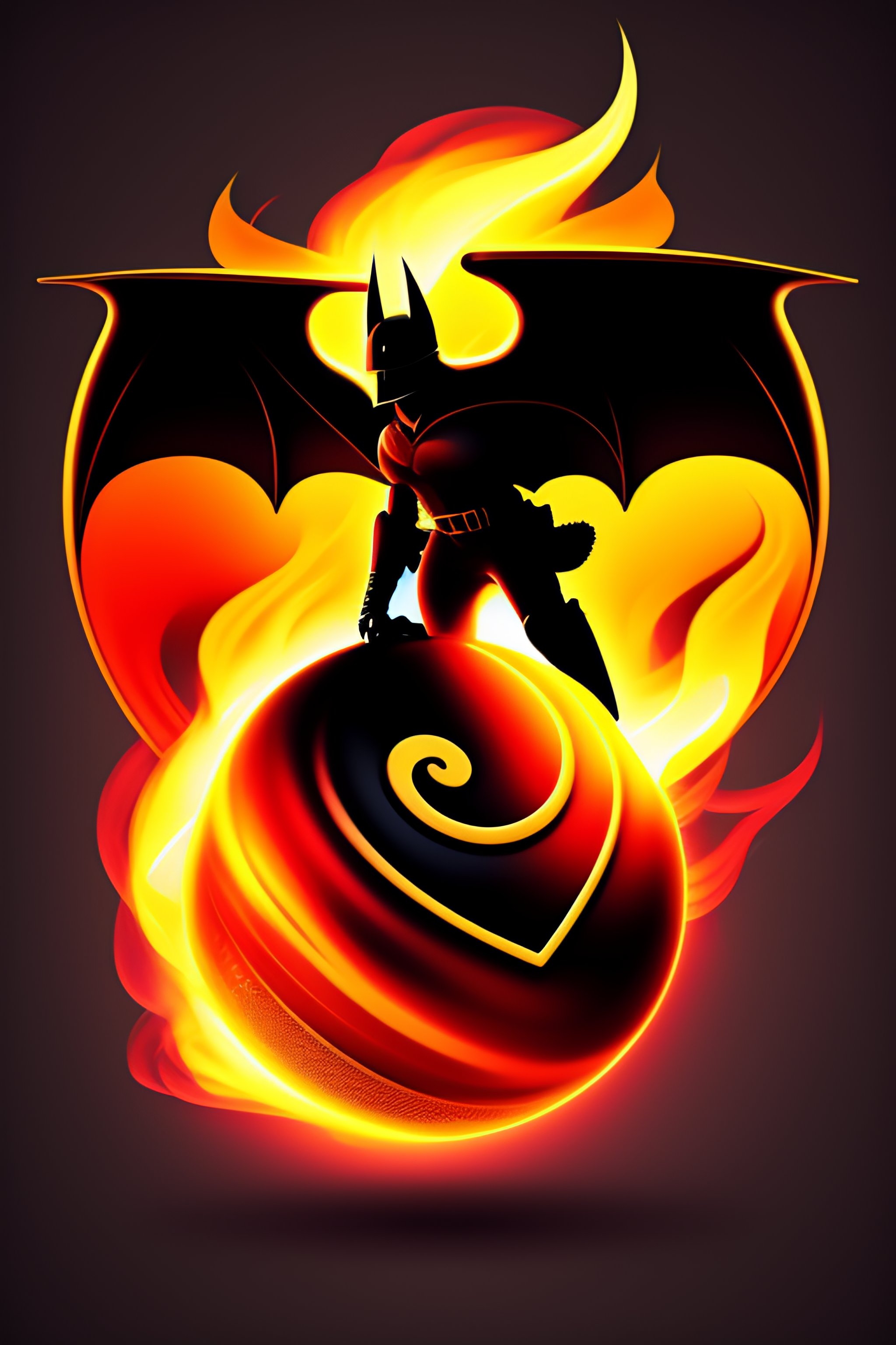 Lexica - Logo + bat + smoke surrounding + solid background + flames