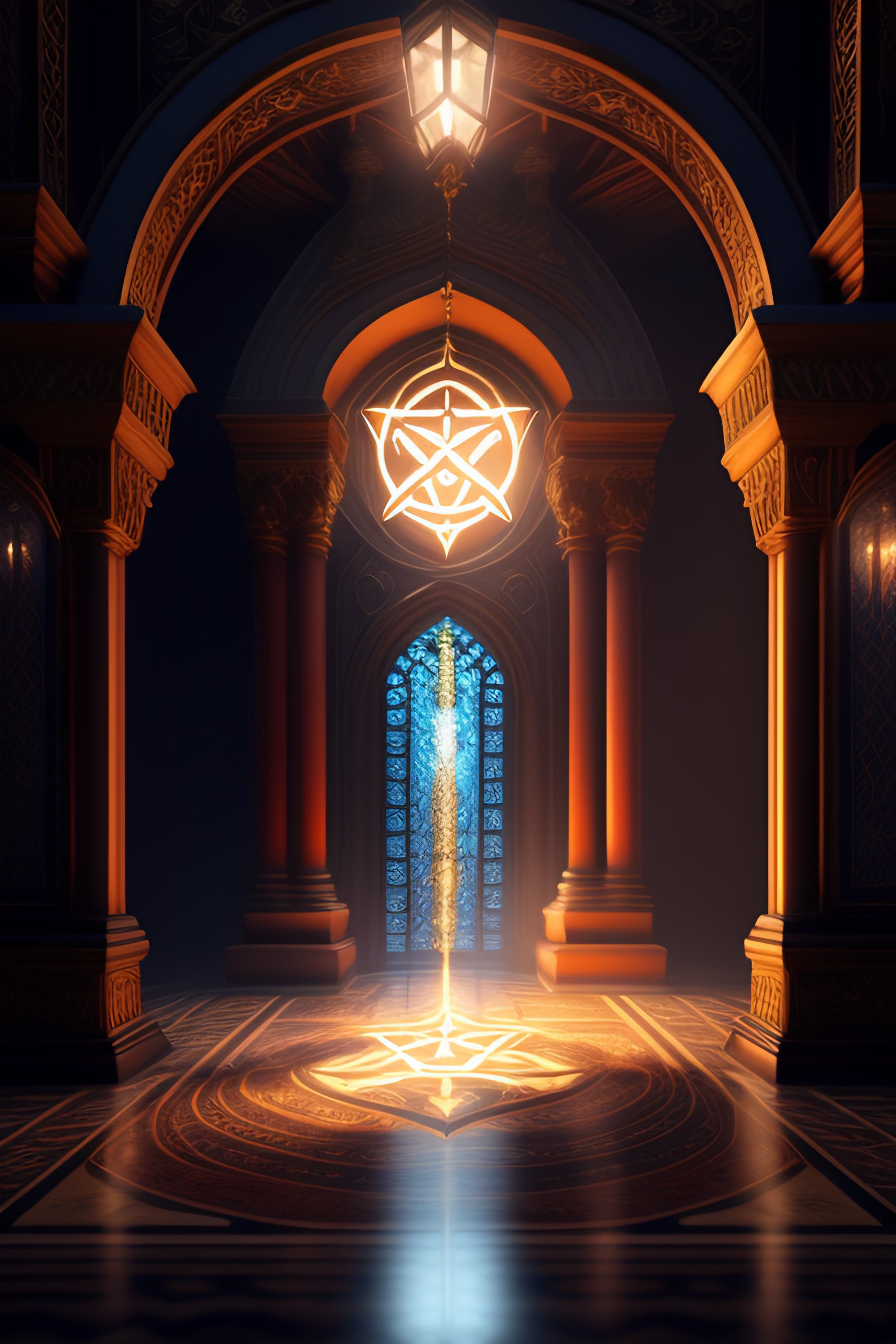 Lexica - Highly detailed ritual chamber with a grimoire on the altar ...