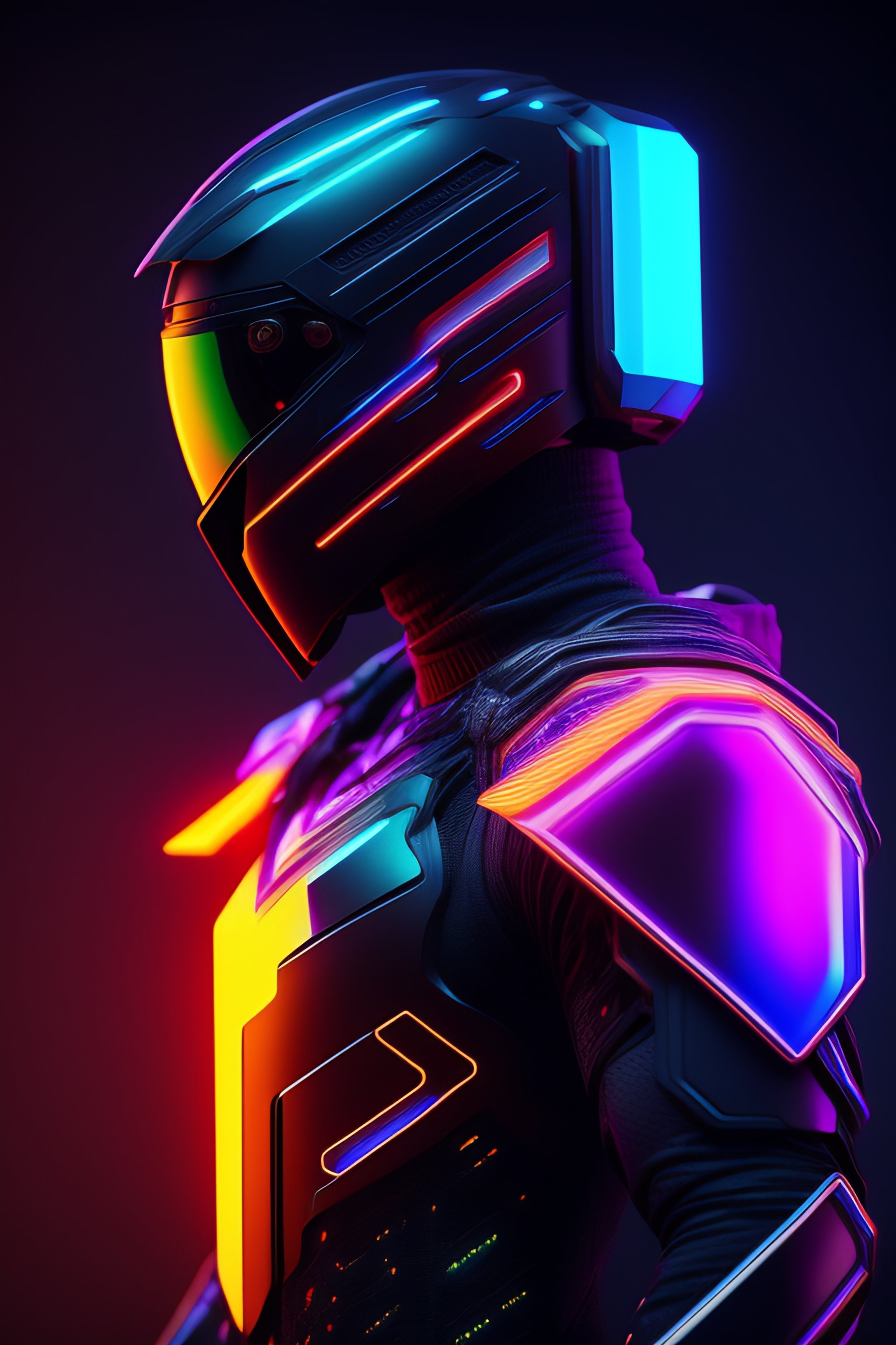 Lexica - A photograph of a cyberpunk streamer front view made of black ...