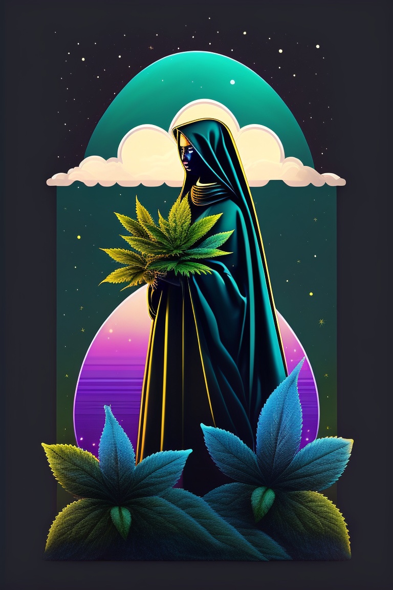 Lexica - Weed goddess in a nun habit in heaven wrapped in a tall ...
