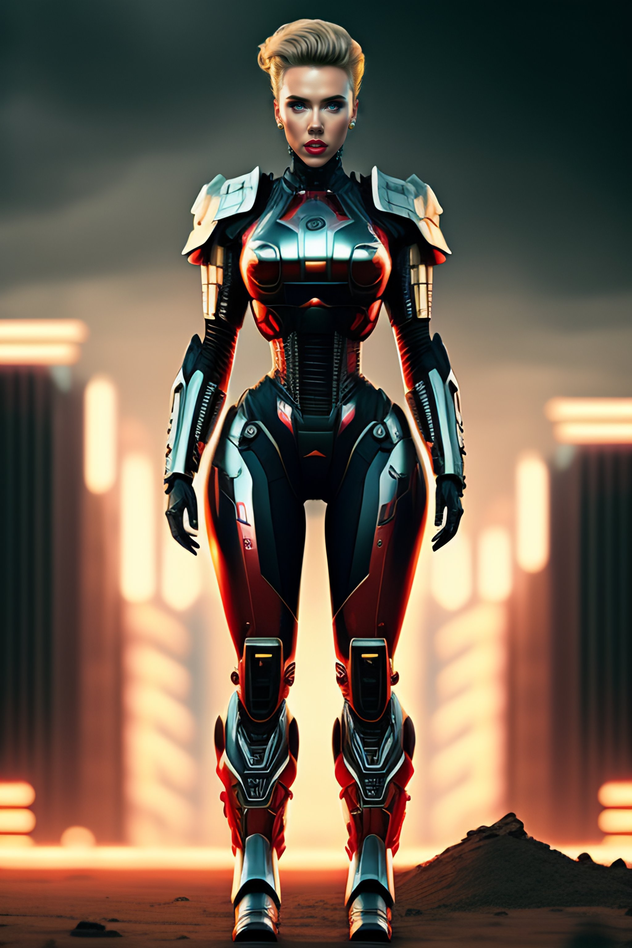 Lexica - Scarlett johansson face full covered robot skeleton body ...