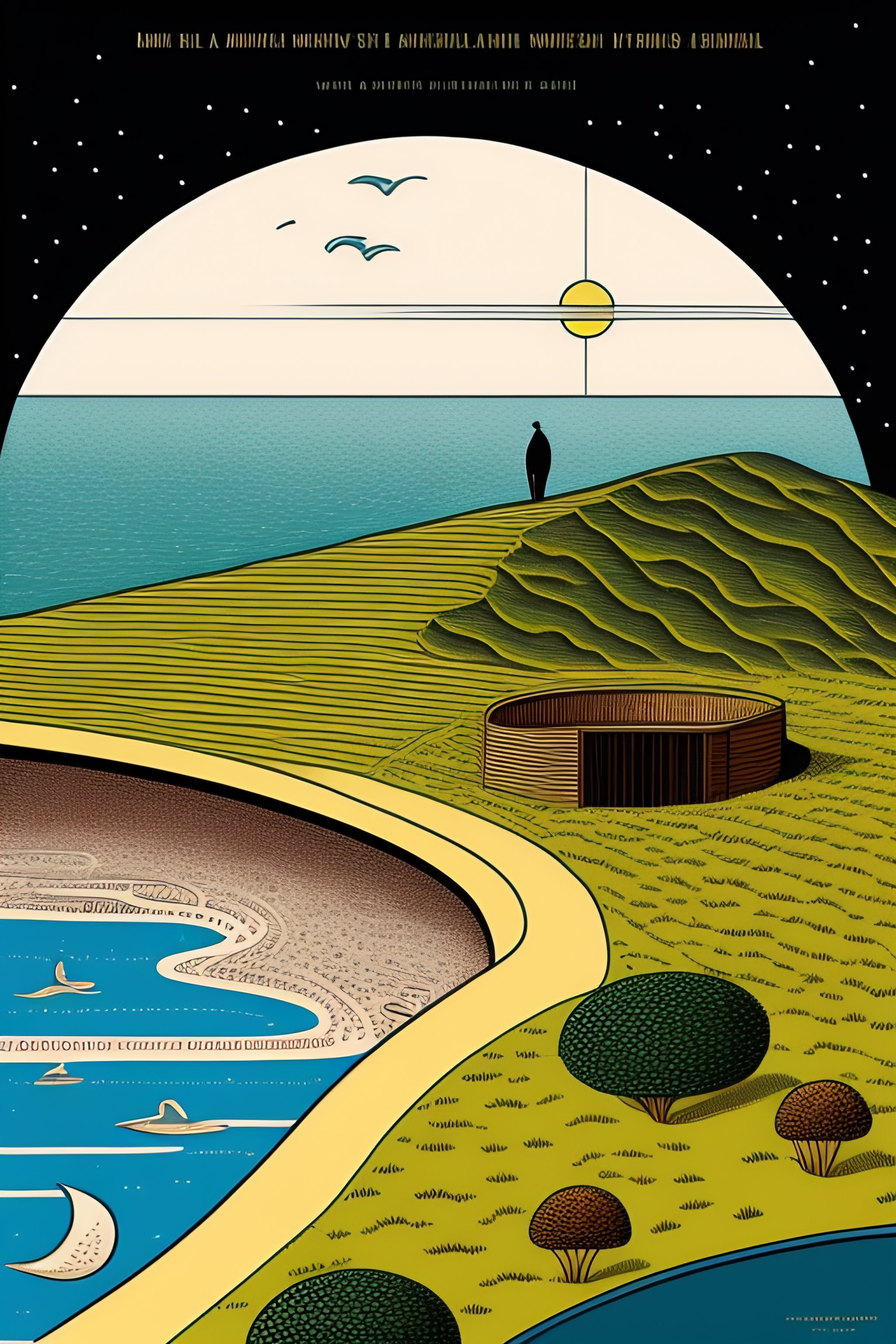 Lexica - A alone man. pen and ink, birds eye view, illustrated by hergé ...