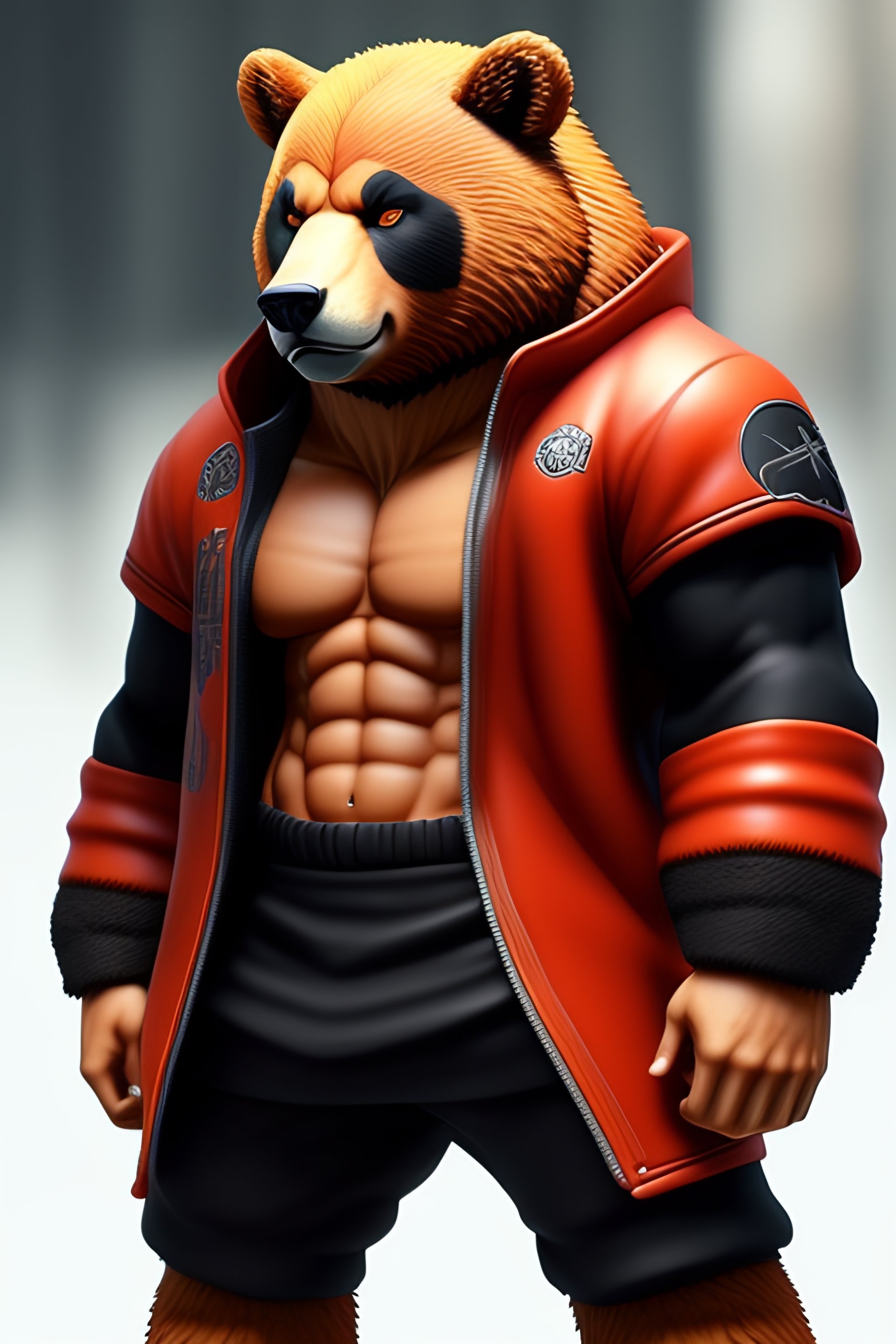 Lexica - Angry Bear, realistic, detailed, clothes of Naruto style,The ...