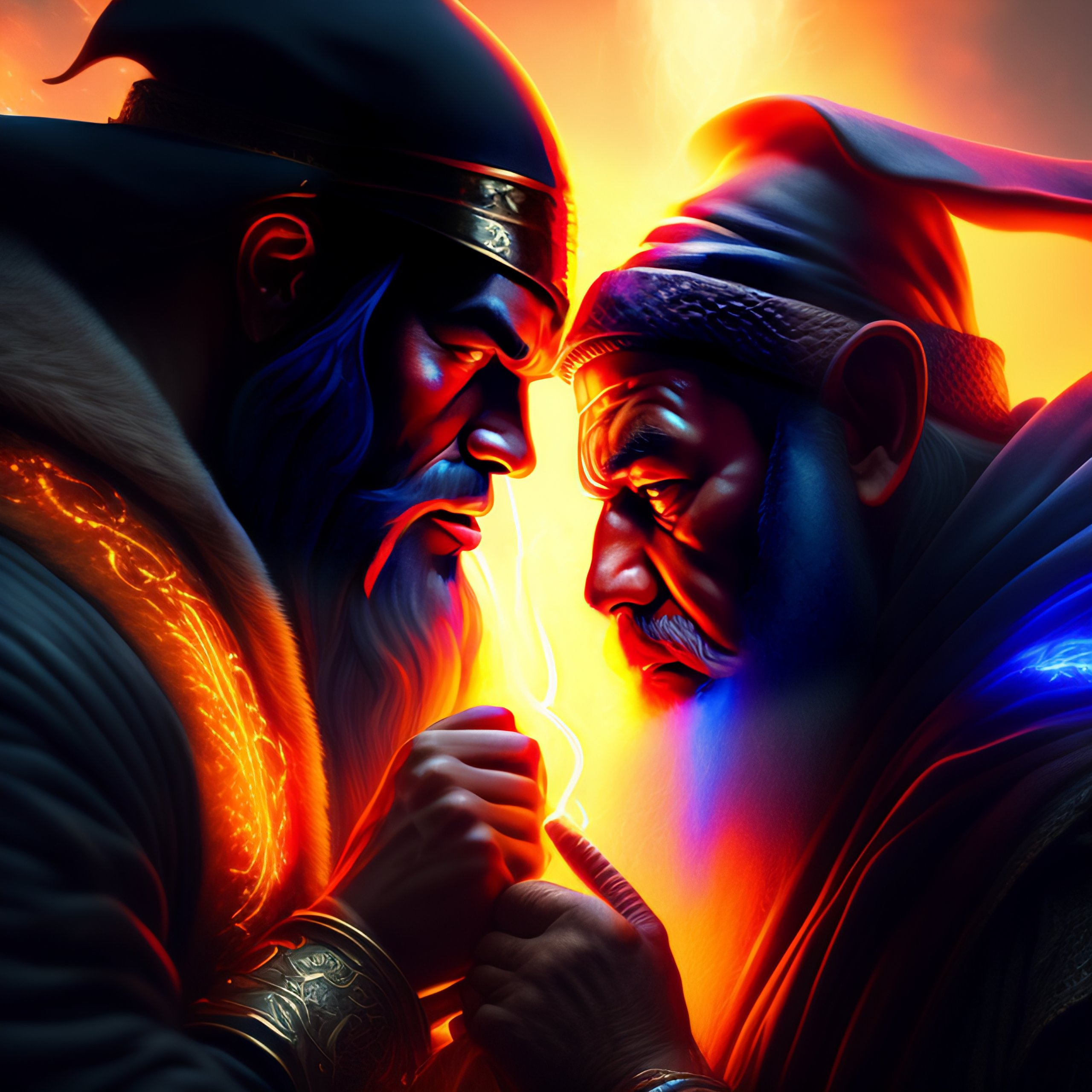 Lexica - Balrog vs gandalf, mettalic colours, cyberpunk , highly ...