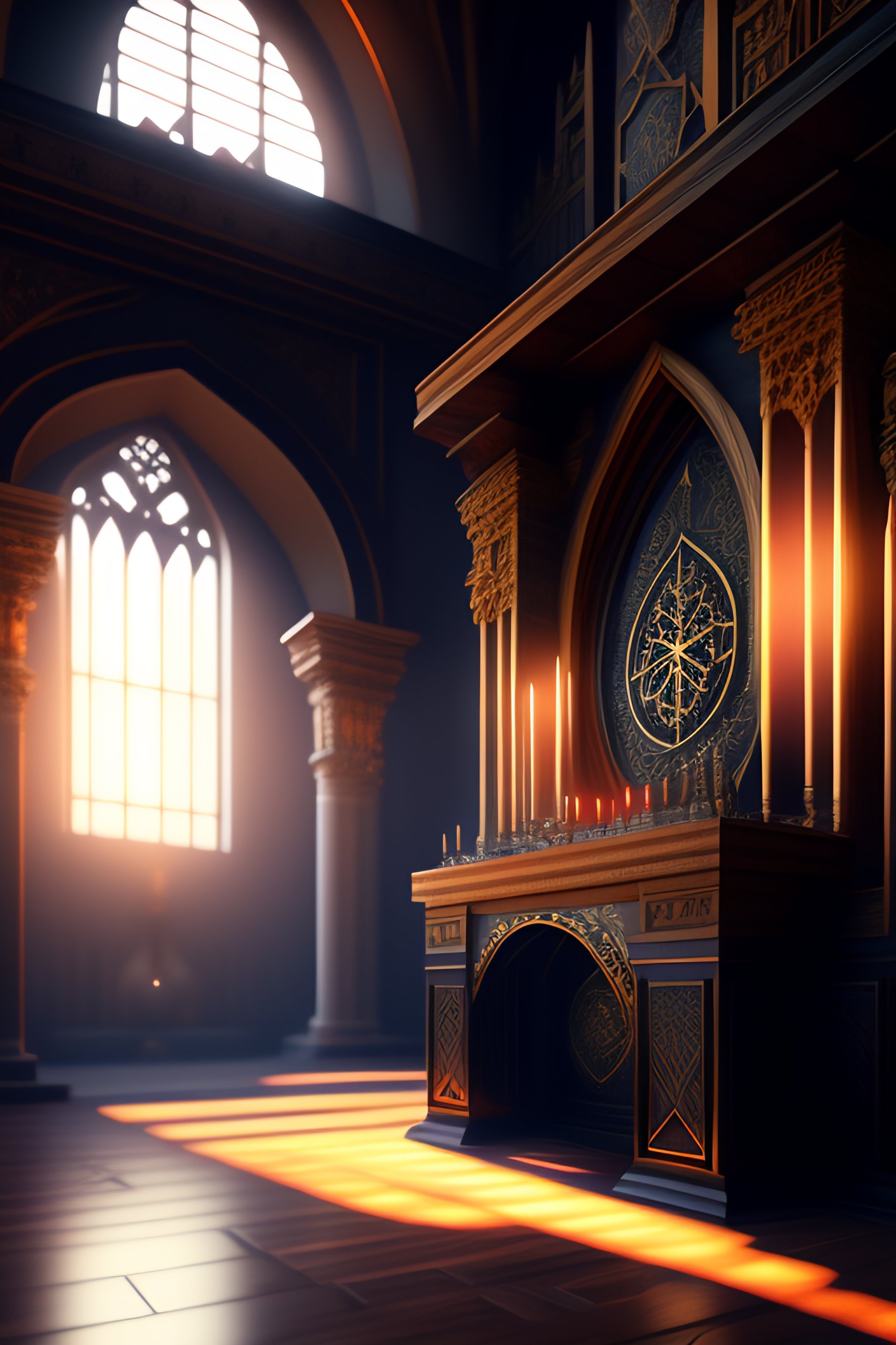 Lexica - Highly detailed ritual chamber with a grimoire on the altar ...