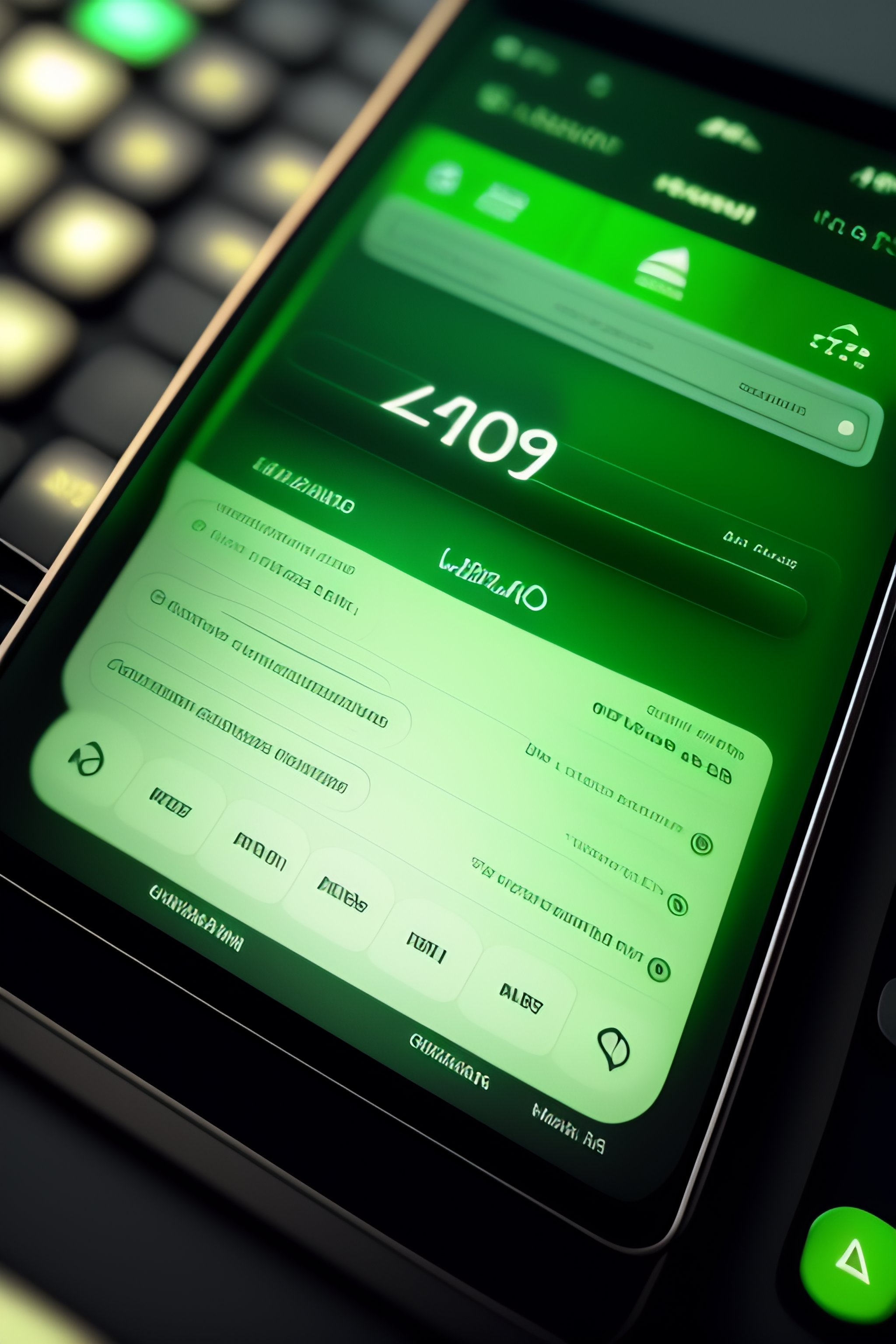 Lexica - An organic user interface, with dark green and white. Audio ...