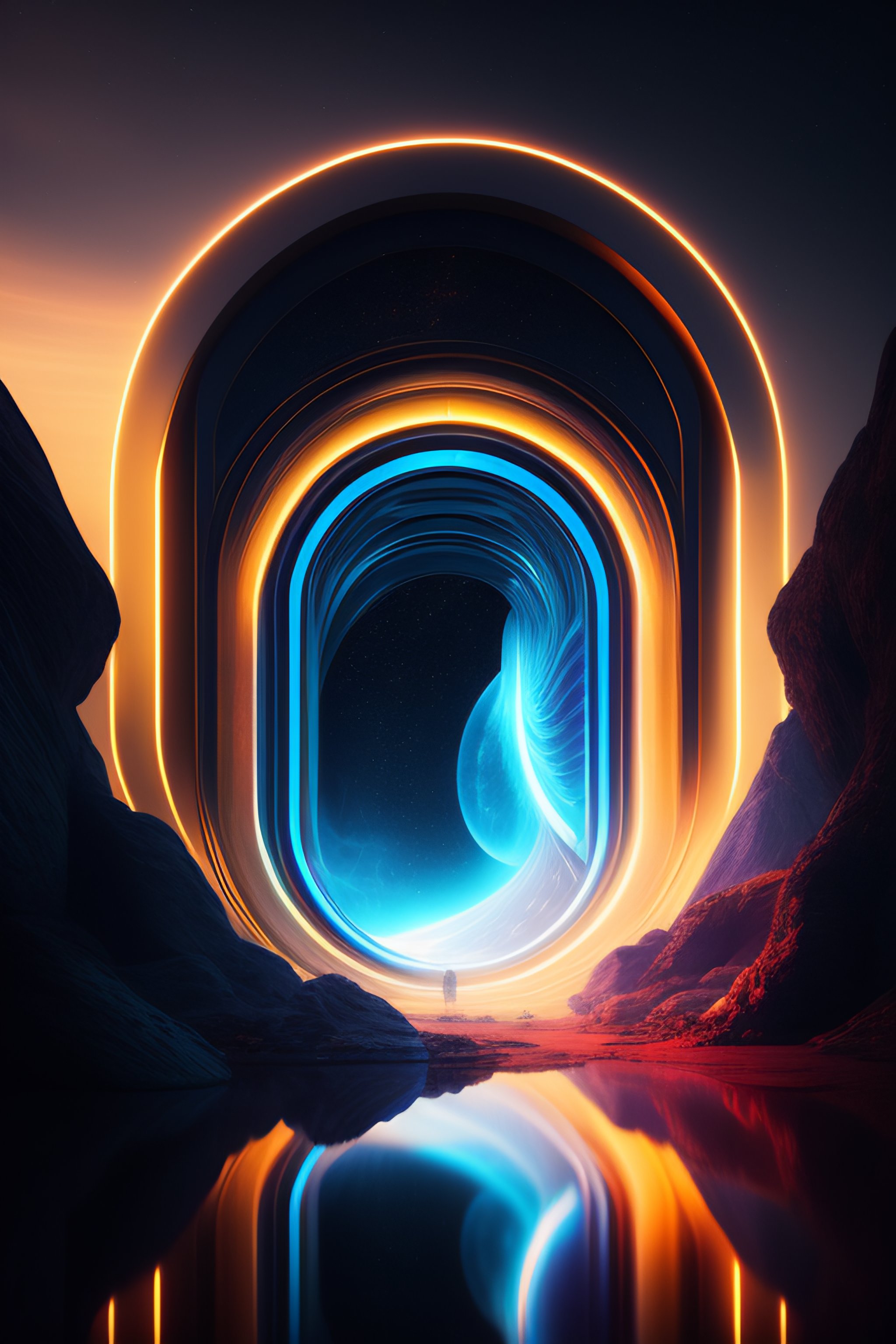 Lexica - Massive portal with glowing portals leading to different ...