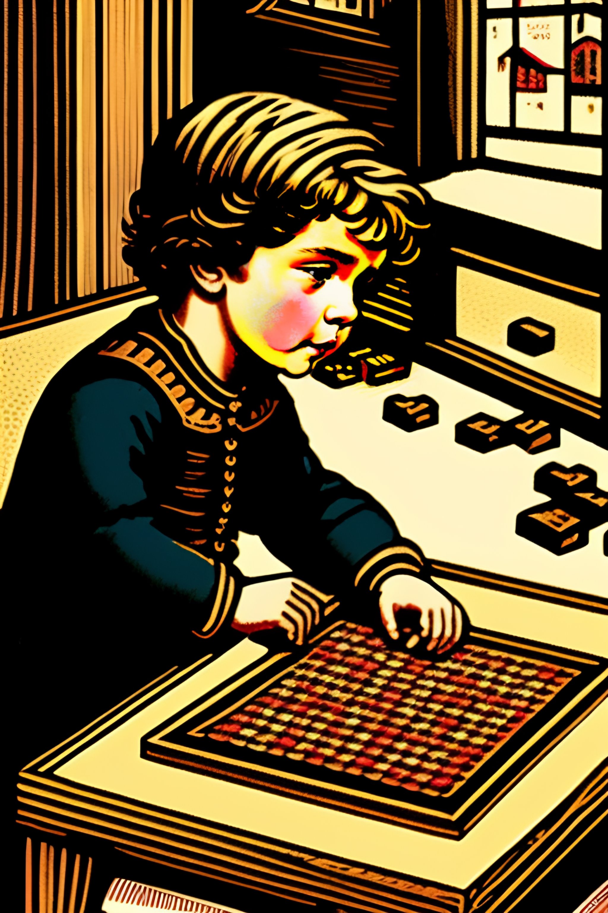 Lexica - Medieval woodcut of adrian street A young child is playing a ...