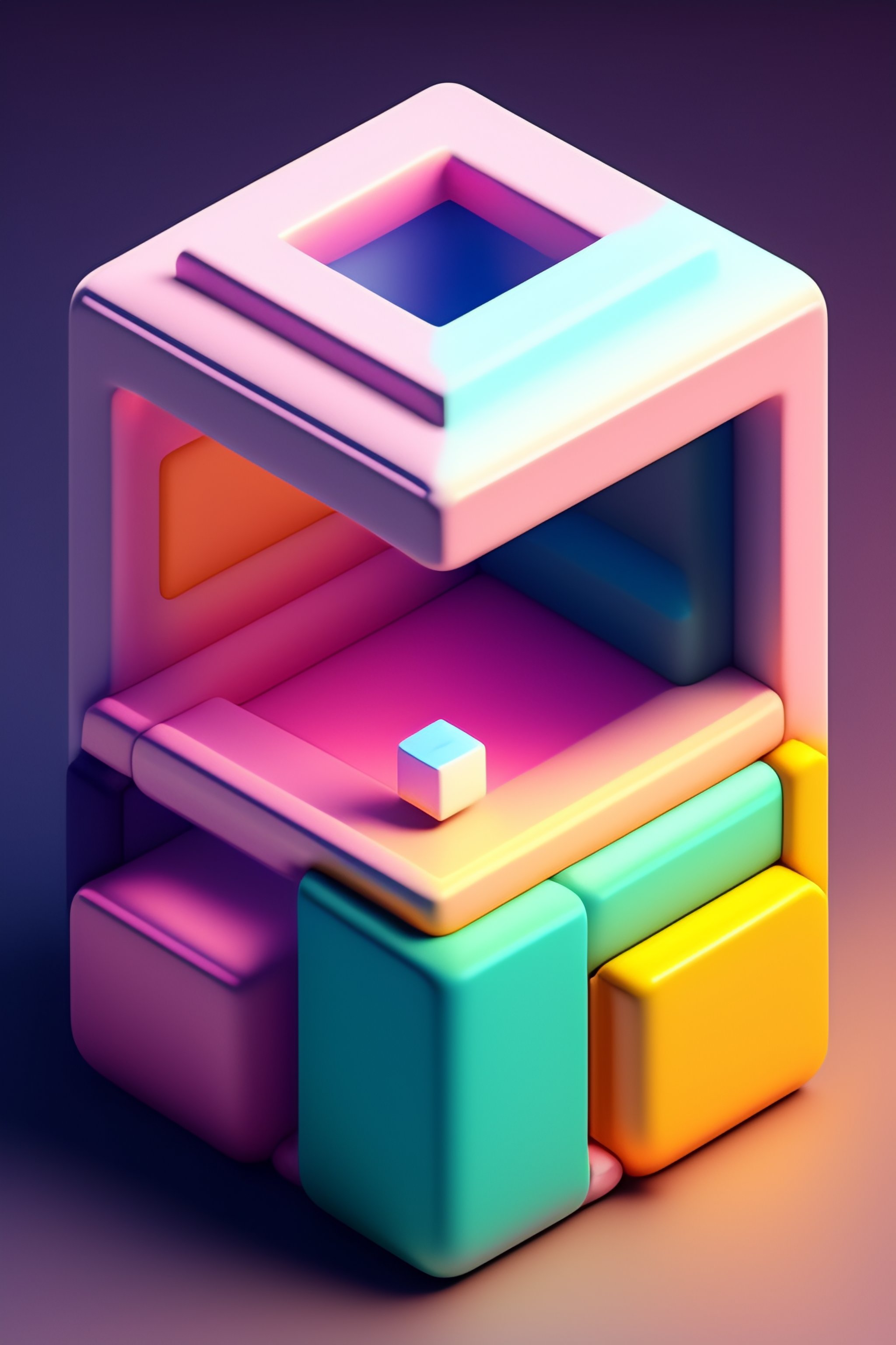 Lexica - Cube cutout of an isometric living room, 3d art, pastel colors, soft lighting, high ...