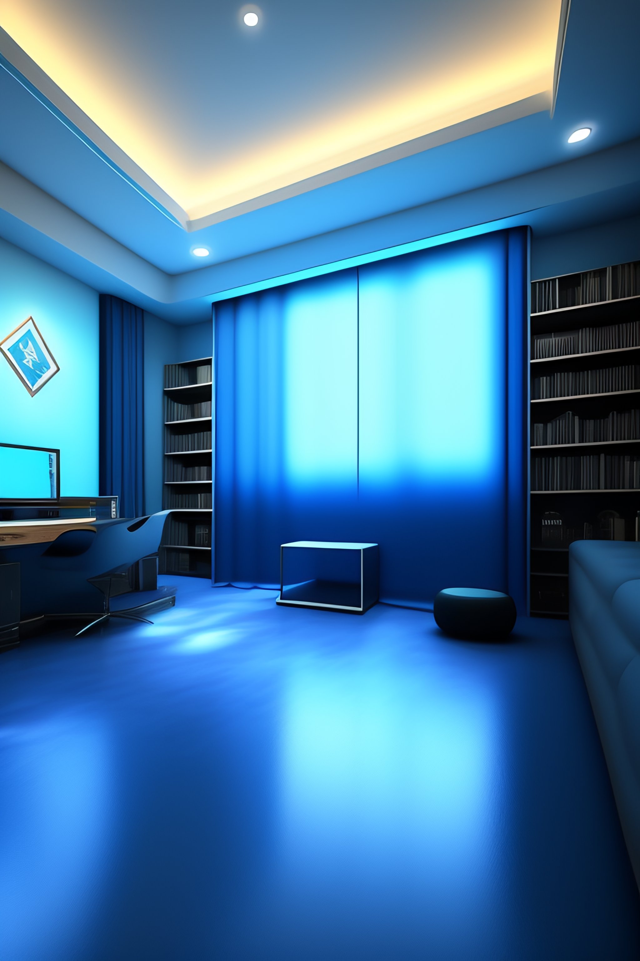 Lexica - Real life Hd studio room, tech, laptops, notes, books, blue ...
