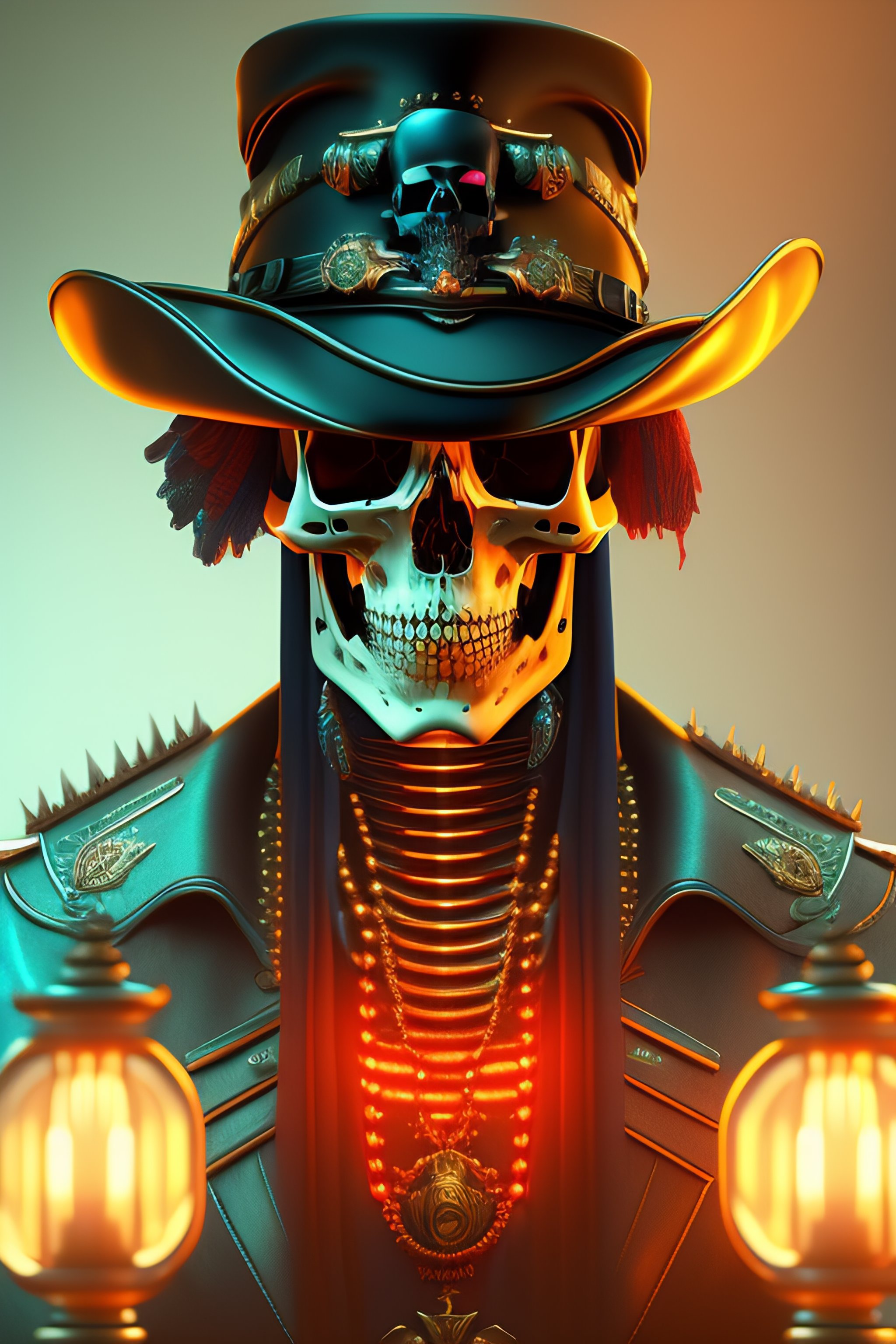 Lexica - A cyberpunk hacker pirate captain skeleton with a pirate hat ...