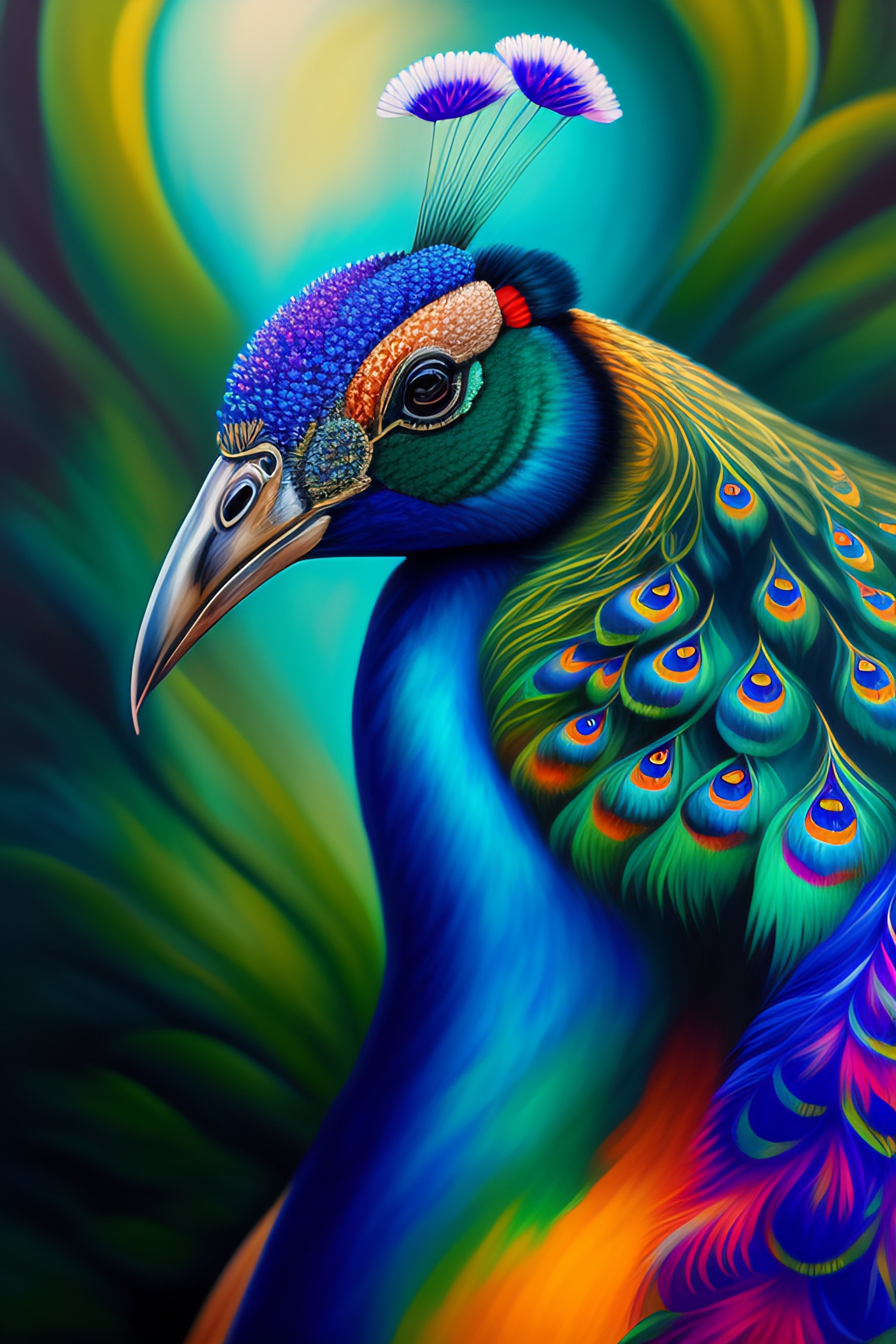 Lexica - Peacock full color painting