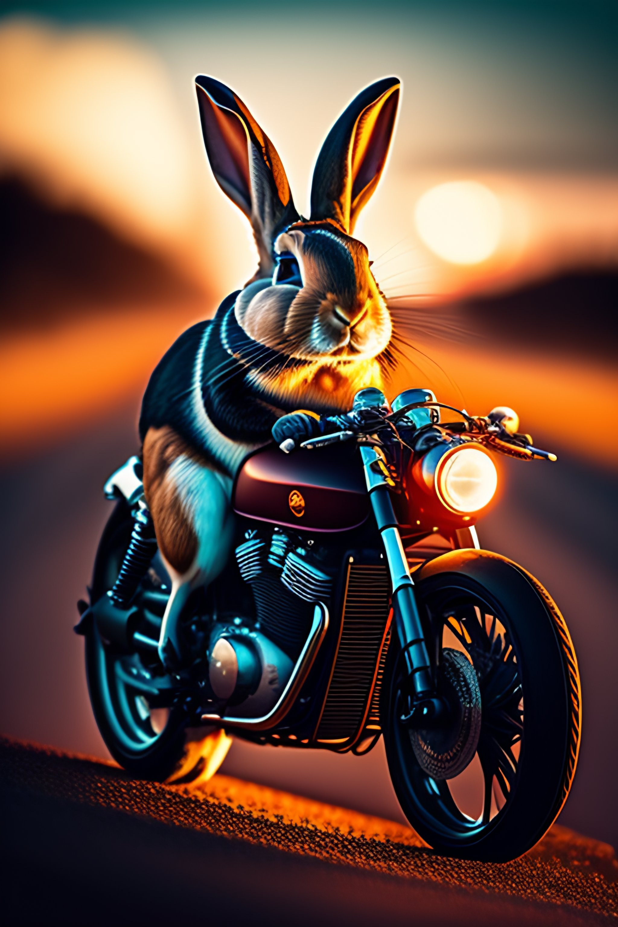 Lexica - (((the rabbit motorcycle biker ))) cinematic portrait shot at ...