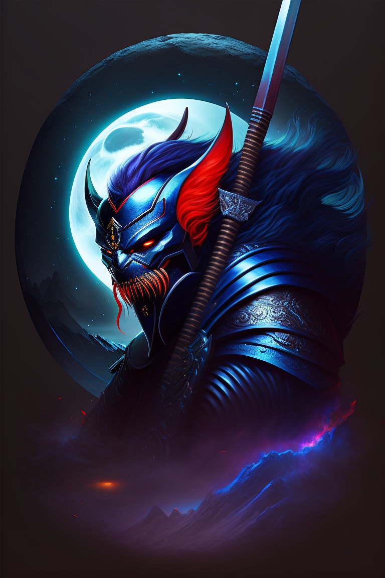 Lexica - Oni warrior of the moon ,scythe, dark side of the moon