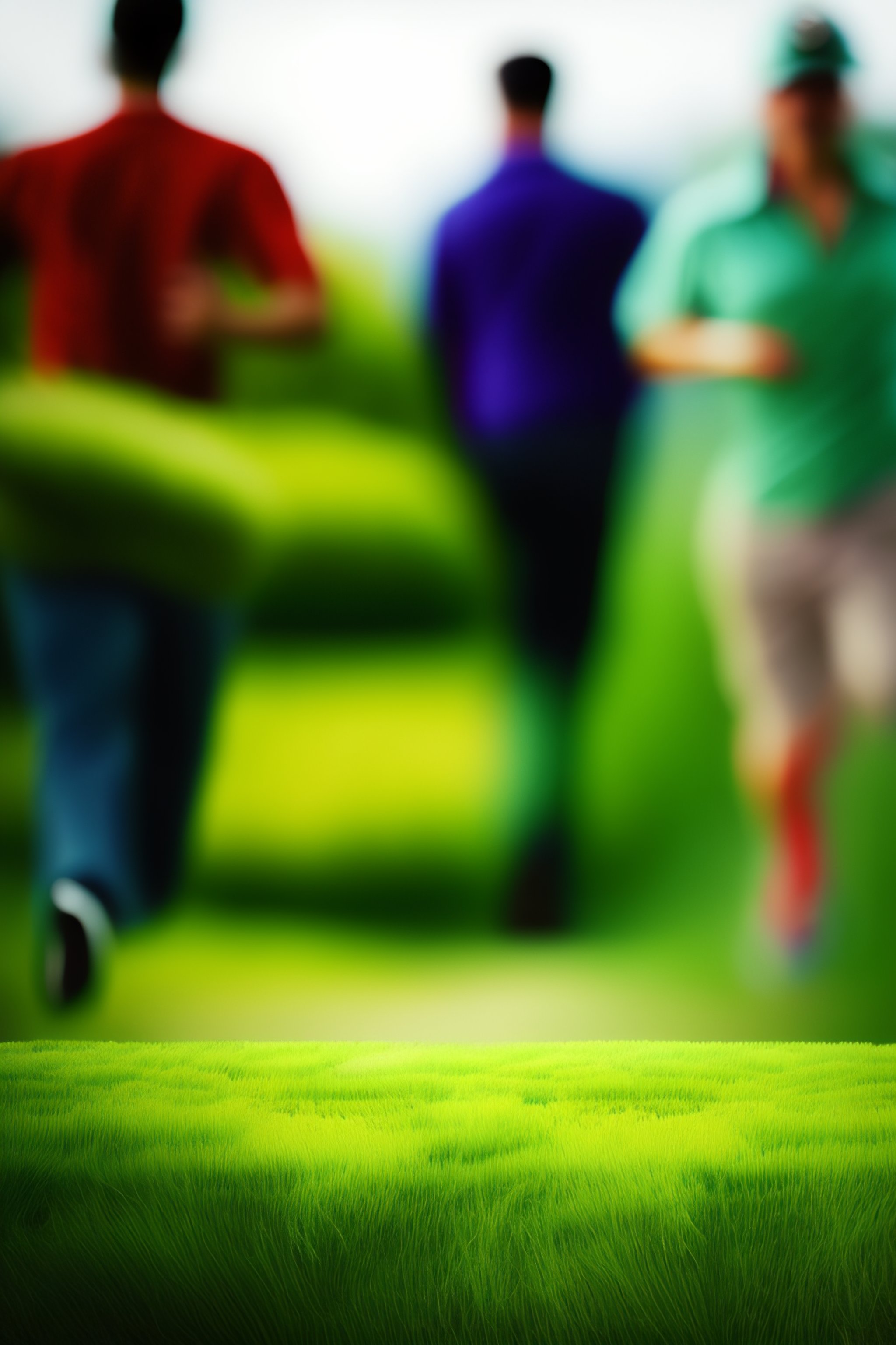 Lexica - Background full of people chasing, front view, green grass ...