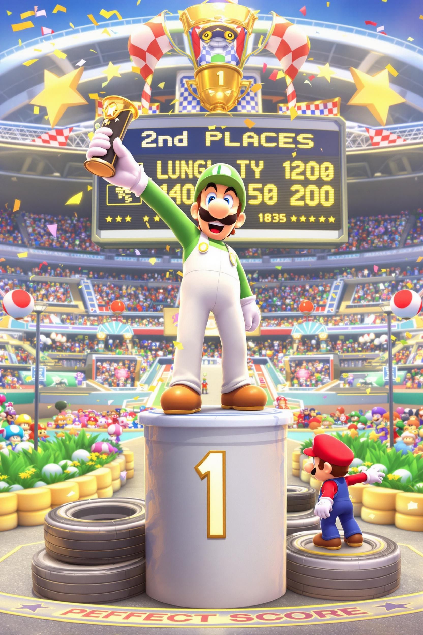 Lexica - Luigi winning first place in Mario Kart tournament, taking ...
