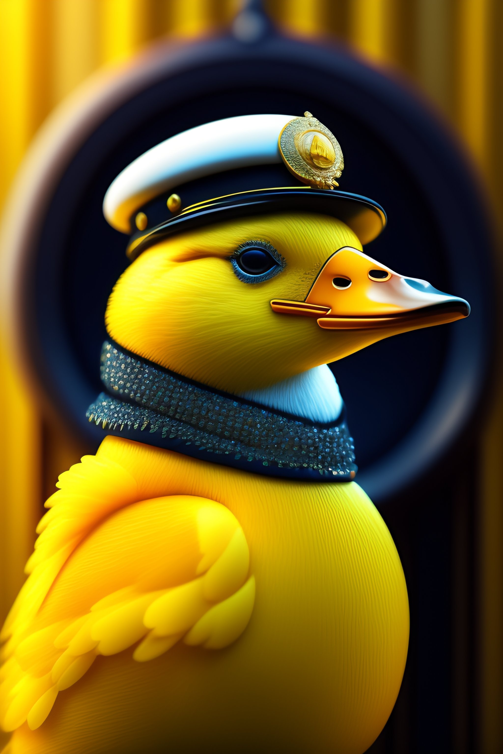 Lexica - A bunch of yellow ducks with a captain hat with a diamond logo ...