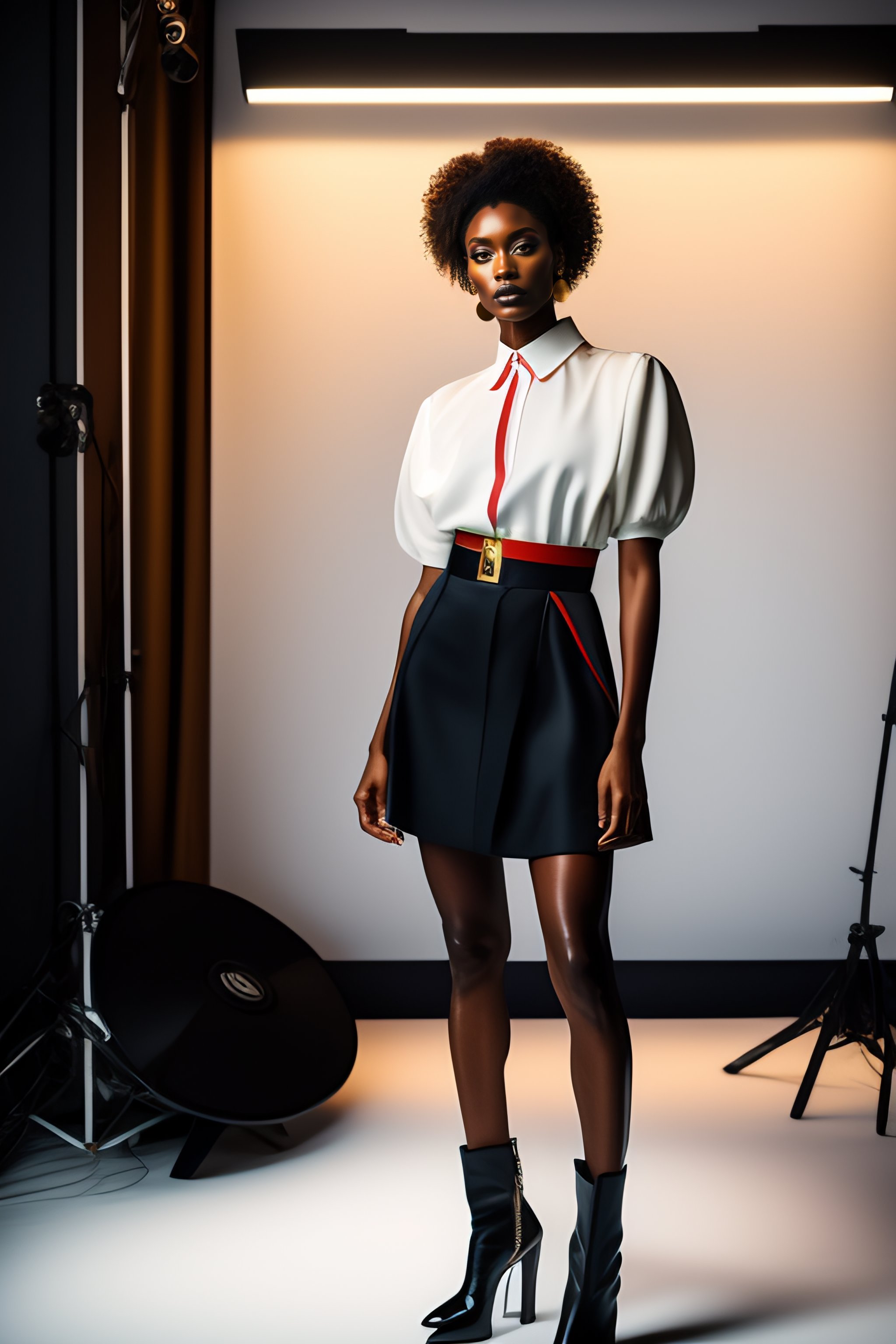 Lexica - Model wearing fashionable clothing in a studio setting