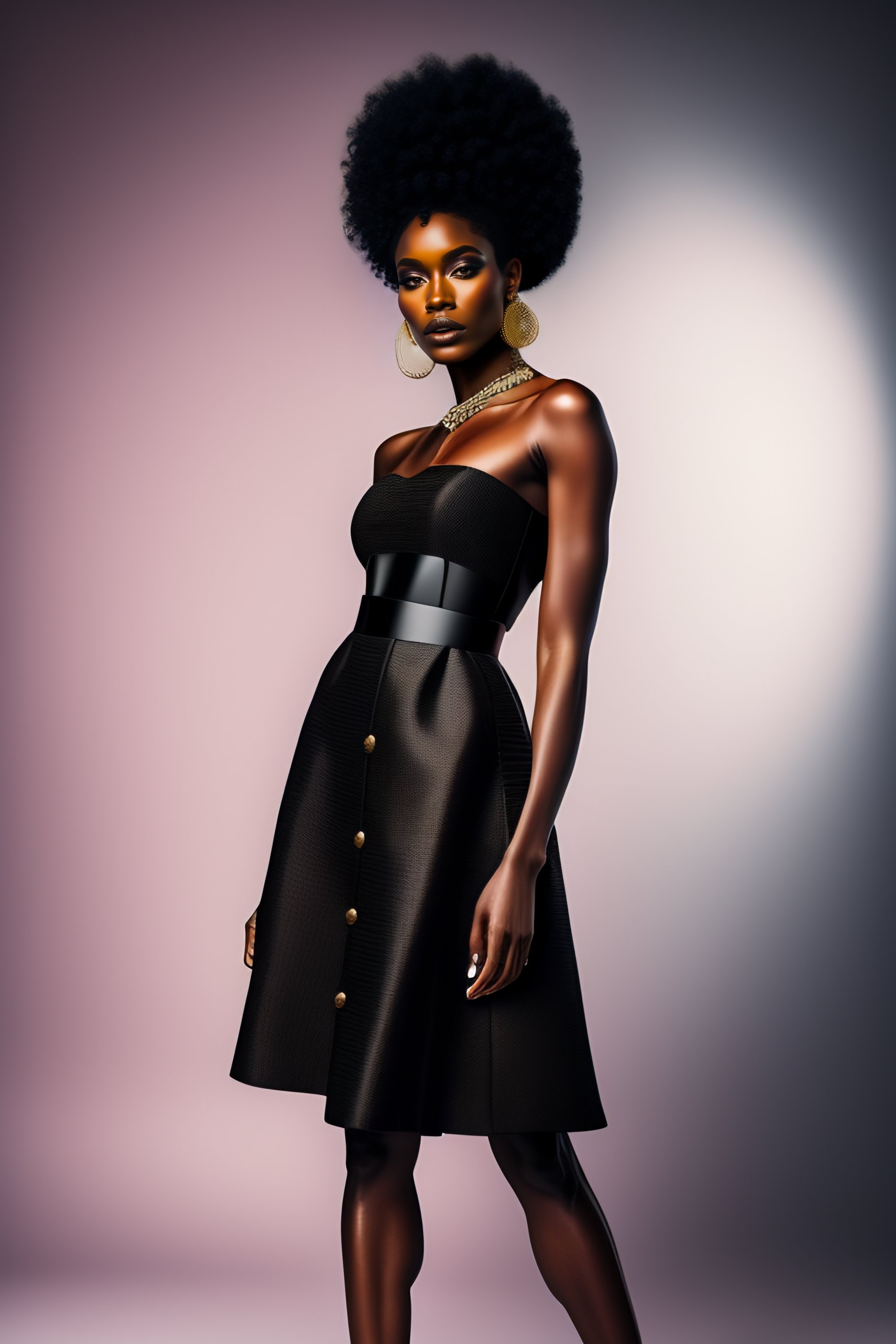 Lexica - Studio Portrait of nice black model wearing spring Outfit ...