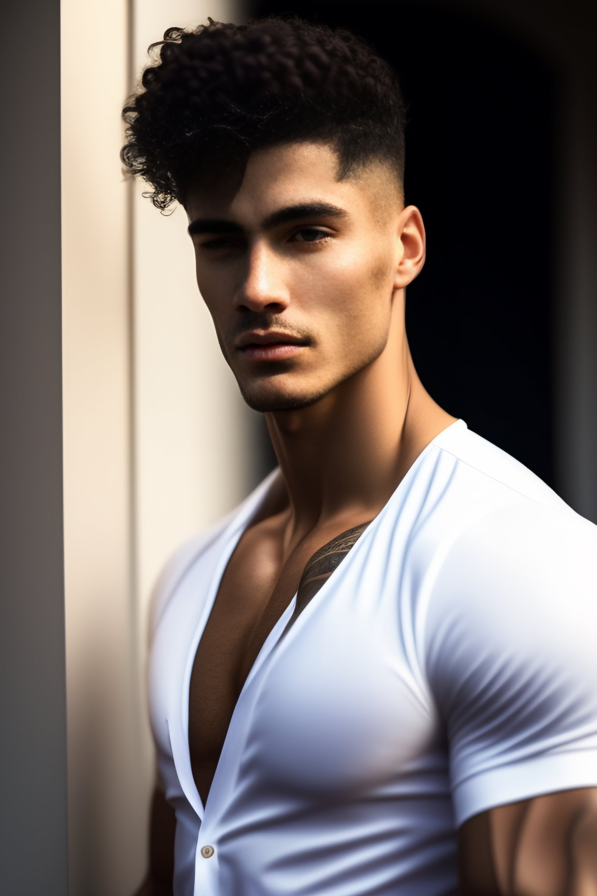 Lexica - A beautiful man with a sharp jaw, white skin, a little muscle ...