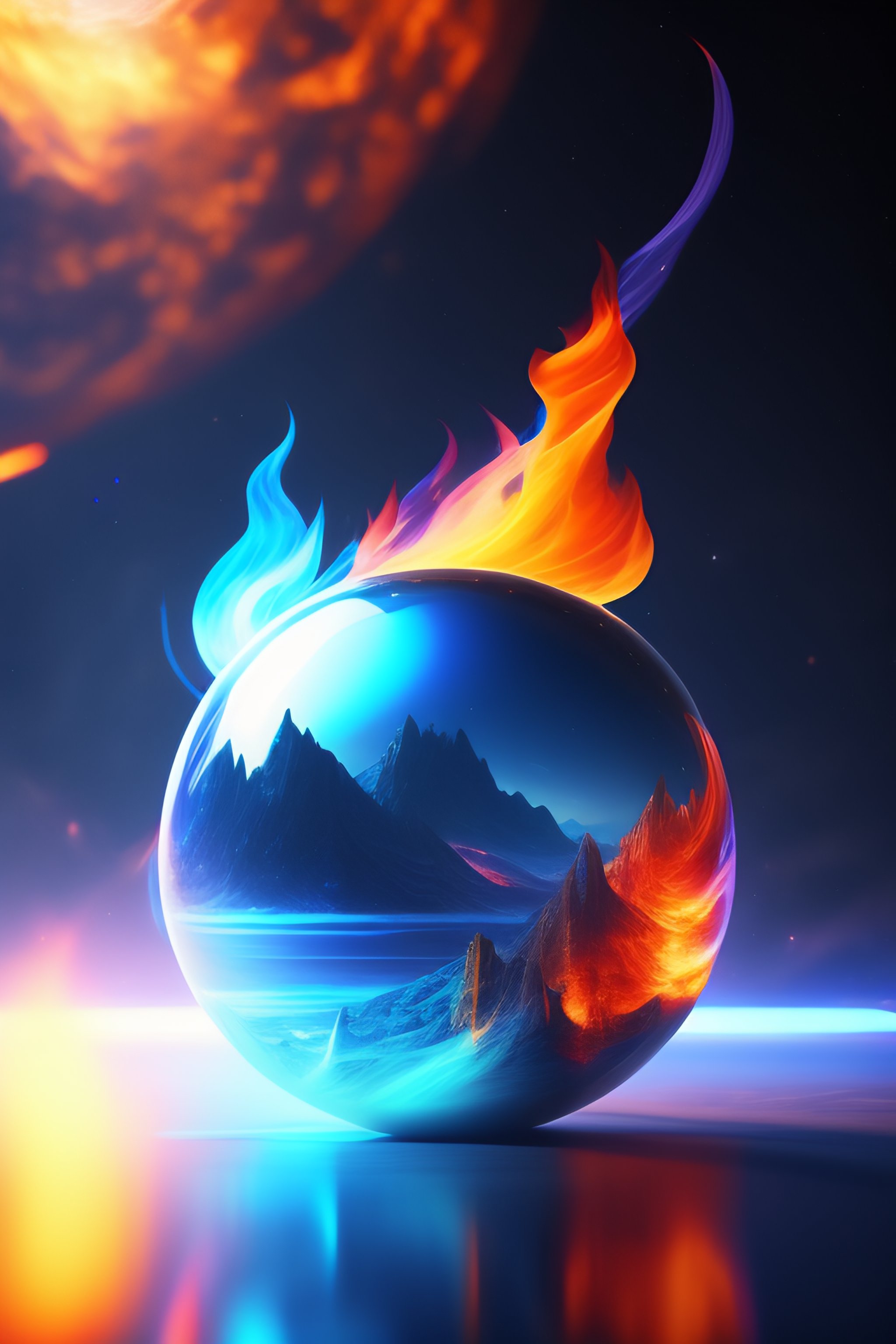 Lexica - The shot of a blue flame inside of a sphere, obscure ...
