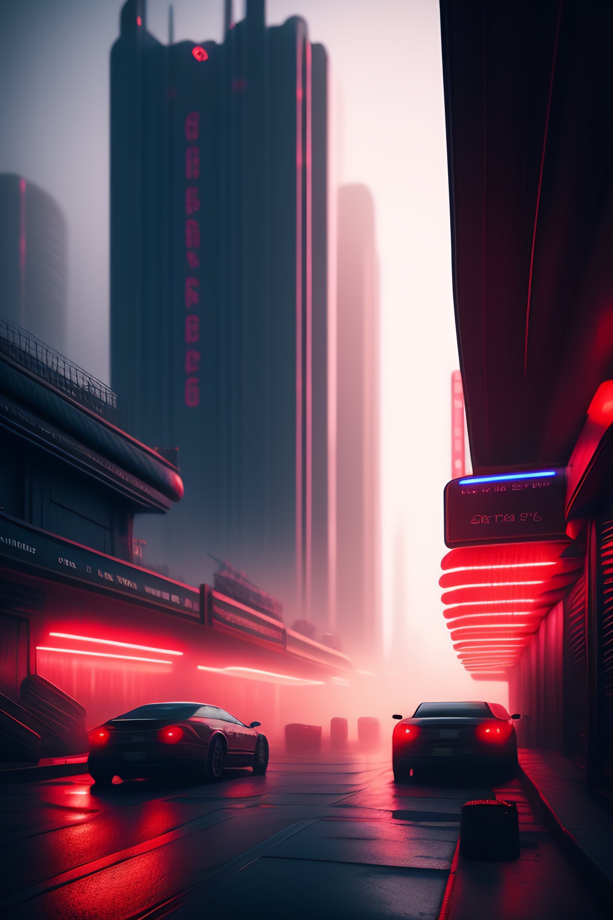 Lexica - Pug, red lights, metropolis, cyber punk, destroyed city ...