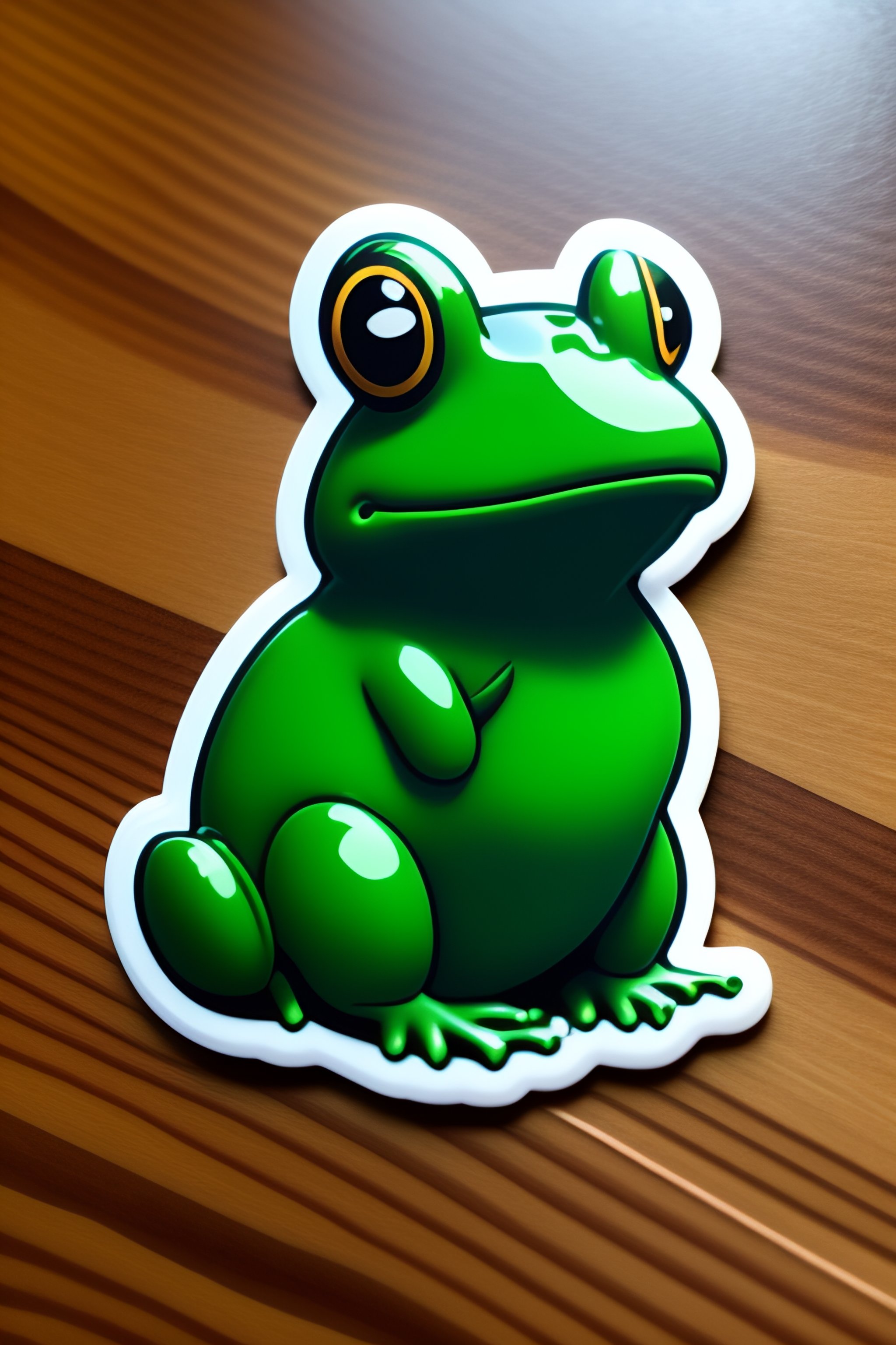 Lexica - A die cut sticker of lazy and sleepy big frog in the style of ...