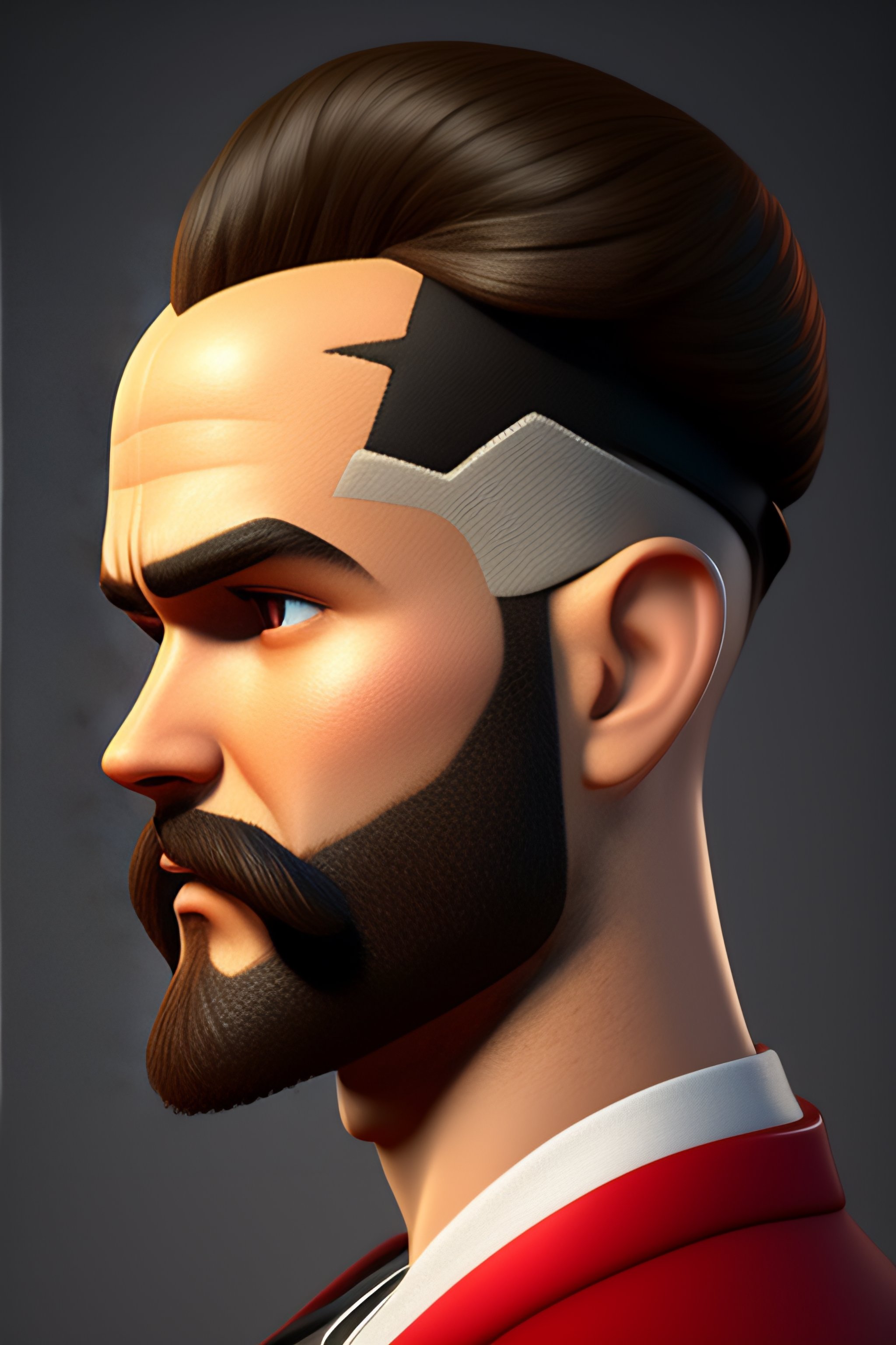 Lexica - Bald with beard in black zipper top, pixar style, 3d style ...