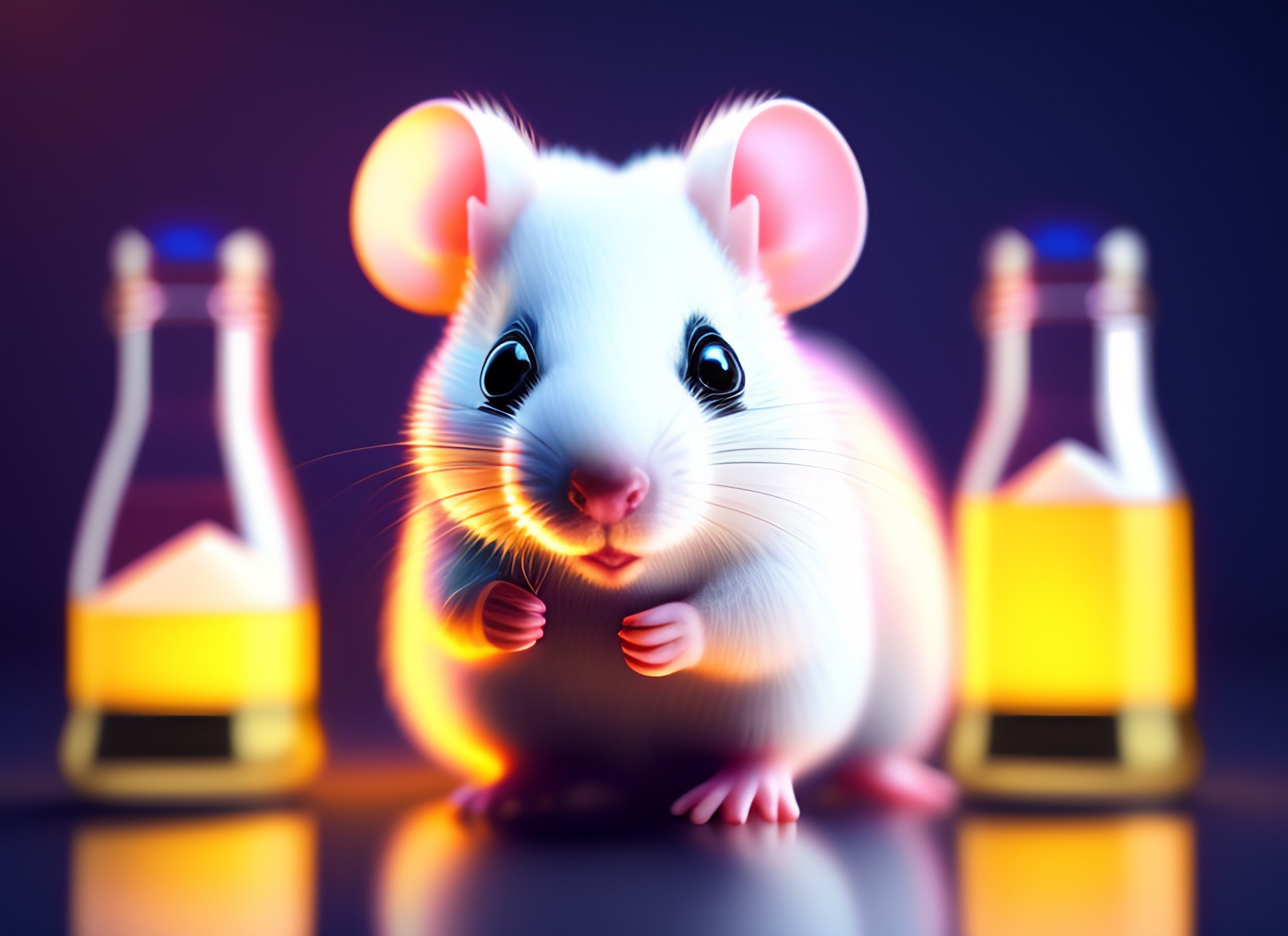 Lexica - A 3d render of a cute fuzzy pet rat dressed in a white lab ...